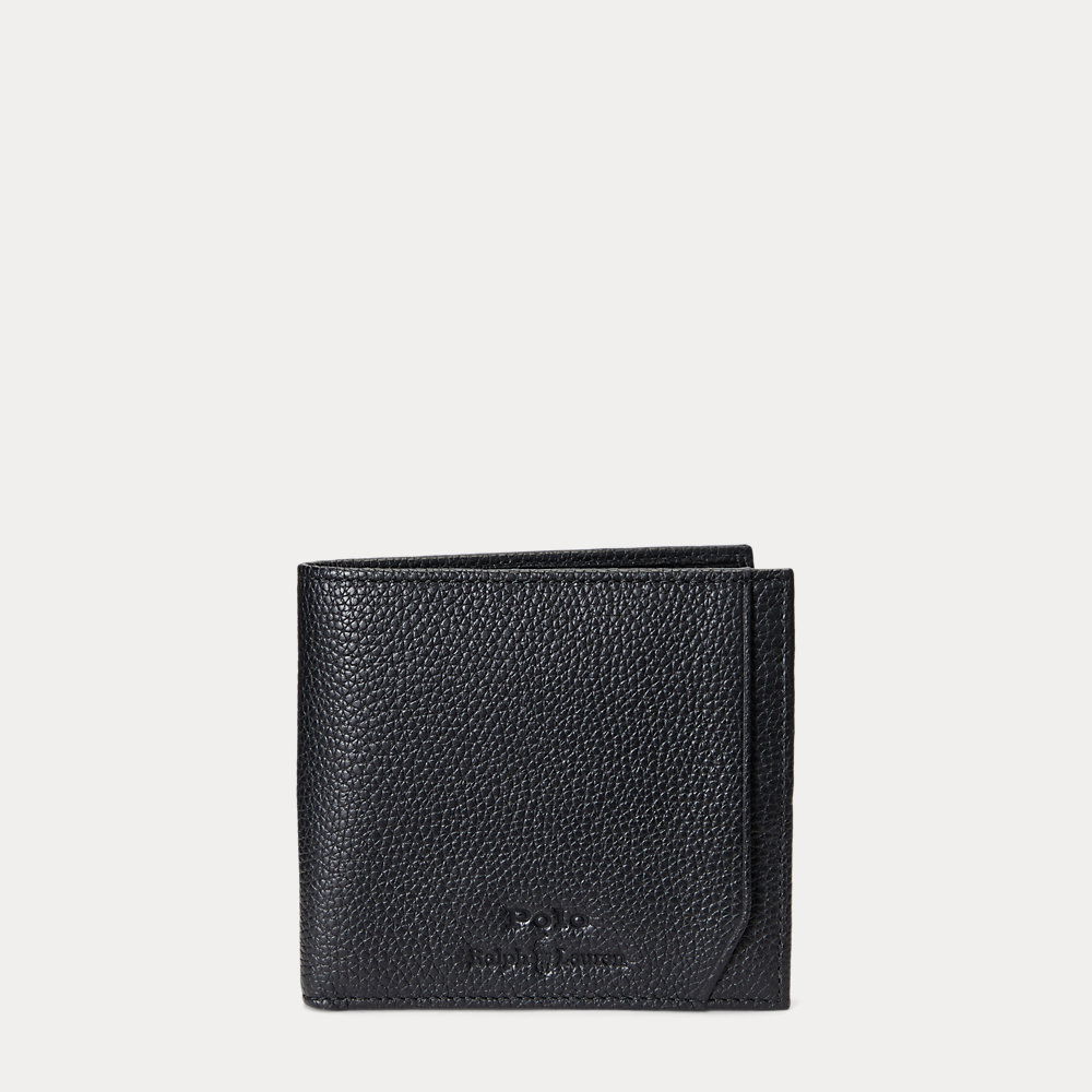 POLO RALPH LAUREN Pebbled Leather Billfold Coin Wallet in Black | Endource