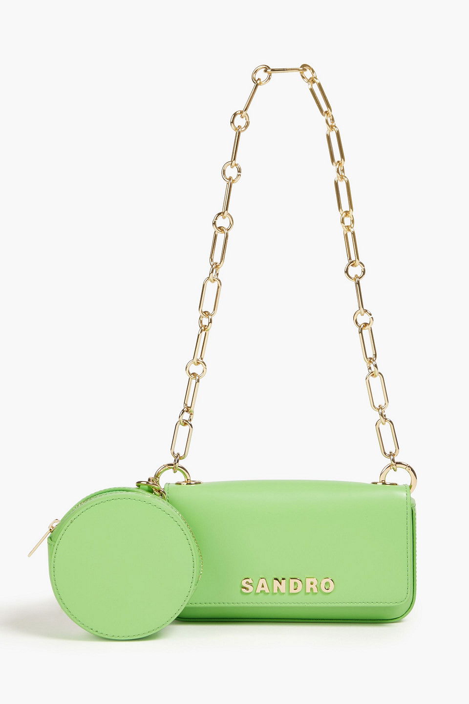SANDRO Leather Shoulder Bag in Green | endource