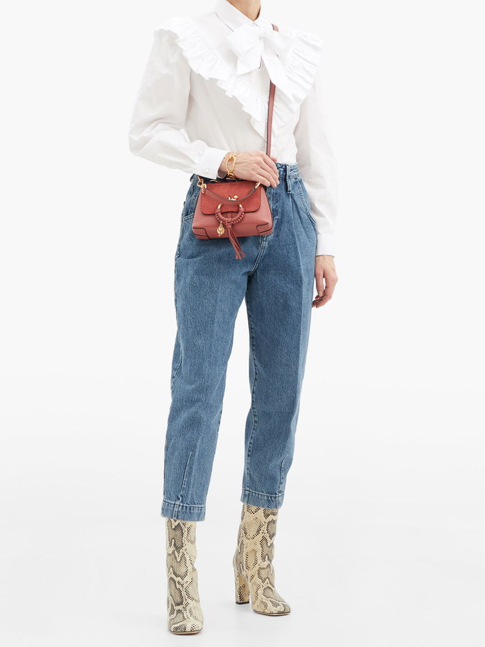 See By ChloÉ Joan Mini Leather And Suede Cross Body Bag In Pink Endource
