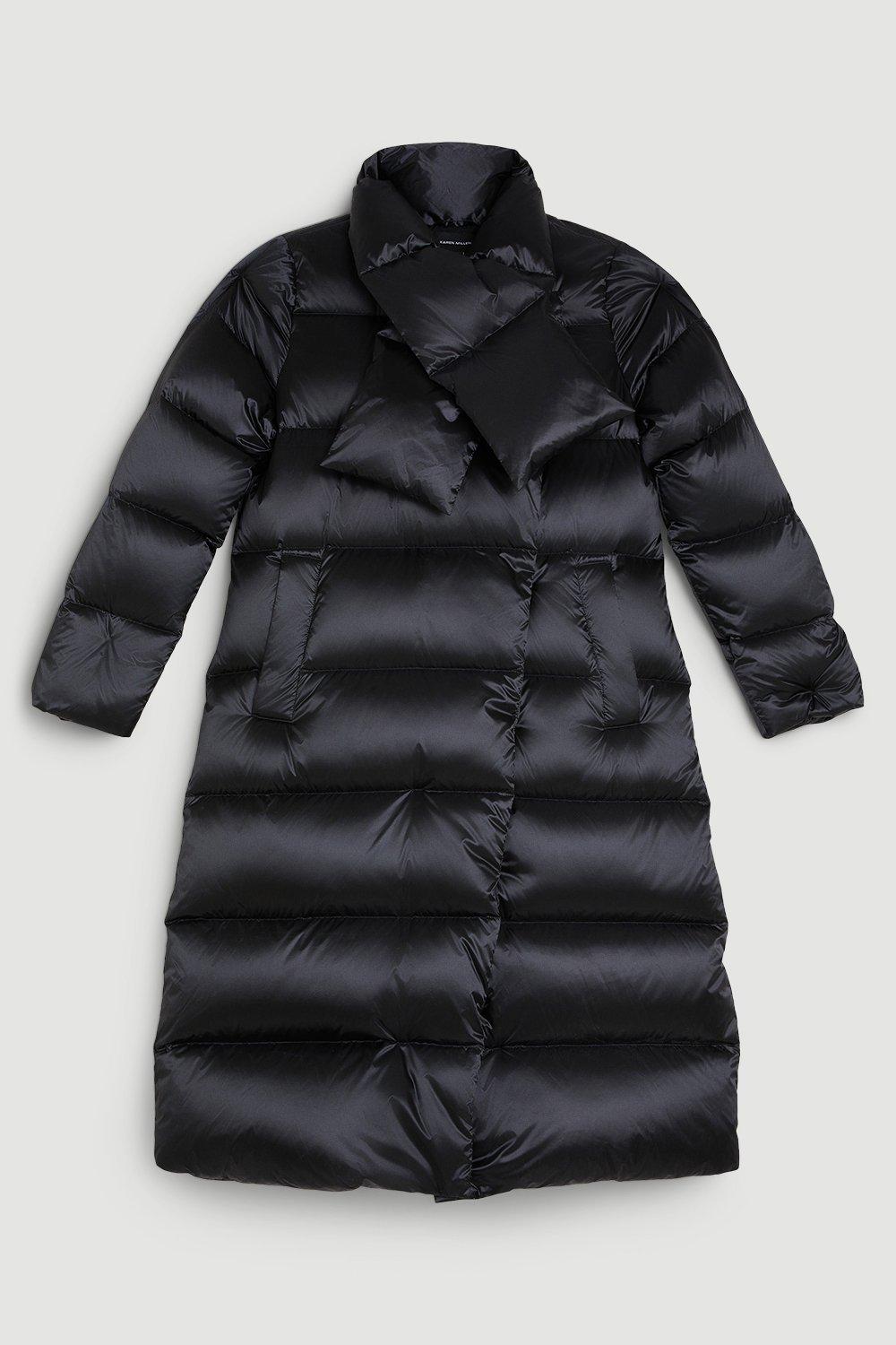 KAREN MILLEN Real Down Maxi Neck Scarf Puffer Coat in Neutral | endource