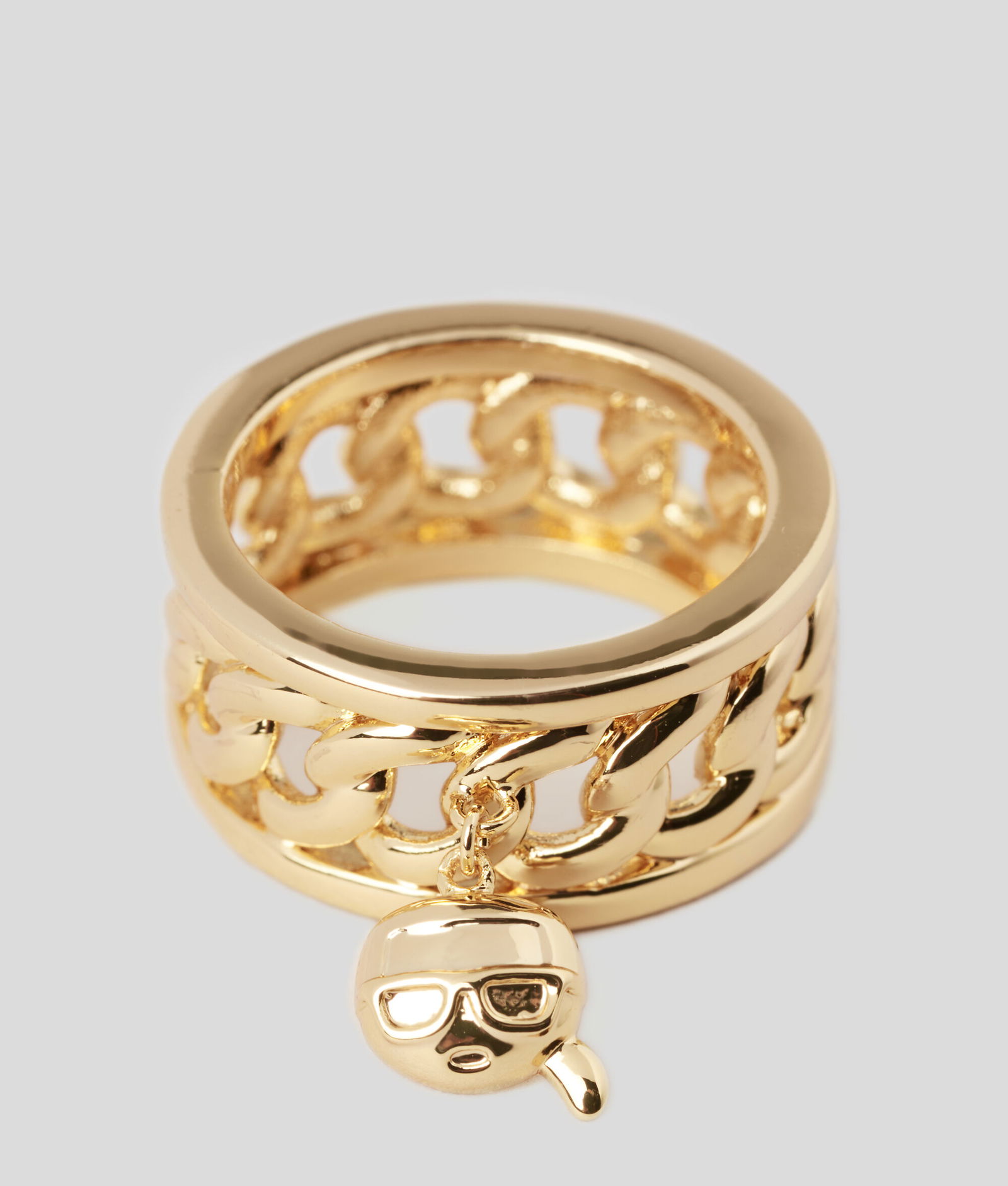 KARL LAGERFELD K/Ikonik Karl Charm Ring in Gold | endource