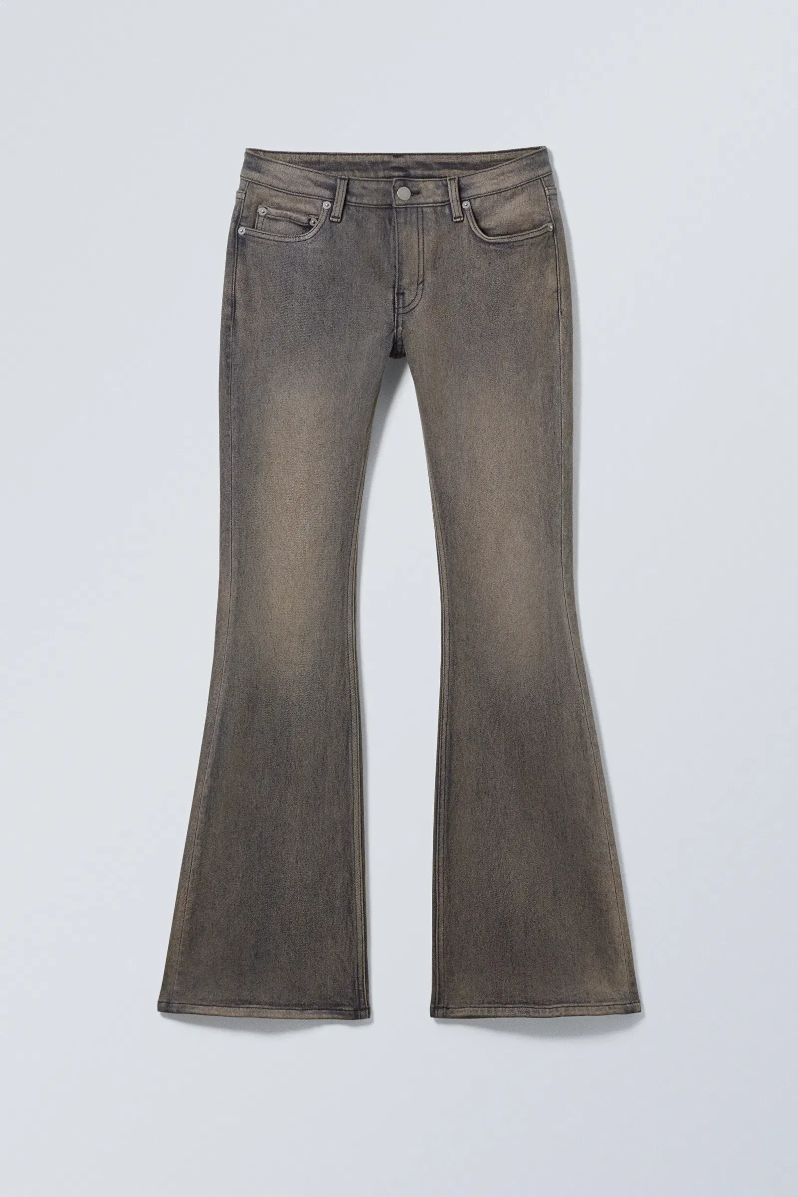 WEEKDAY Flame Low Flared Jeans in Blue Clay - Grey | endource