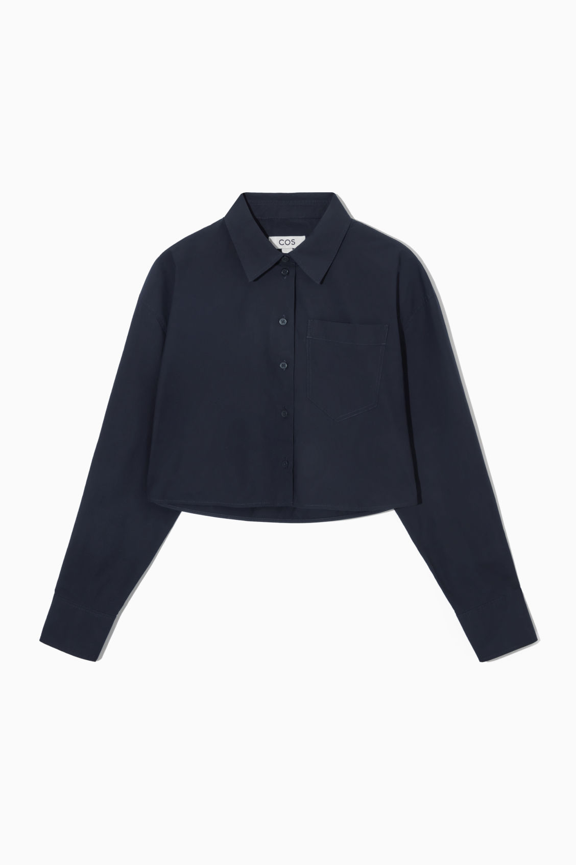 COS Cropped Poplin Shirt in NAVY | endource
