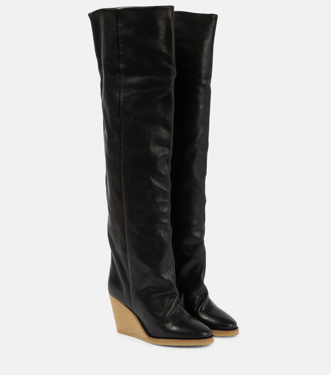 ISABEL MARANT Tilin Wedge Leather Over-The-Knee Boots | endource