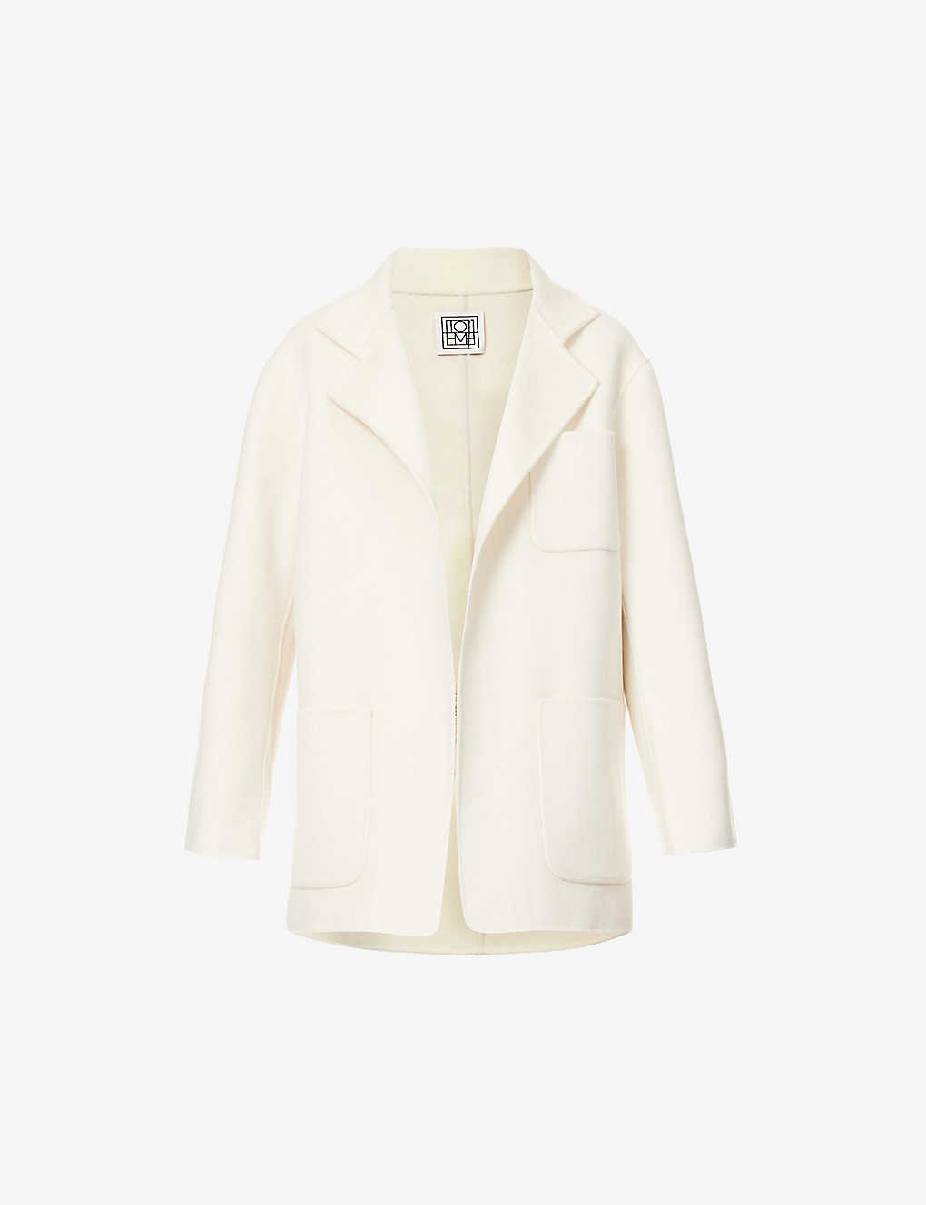 TOTEME Patch-Pocket Exposed-Seam Wool Jacket in VANILLA | endource