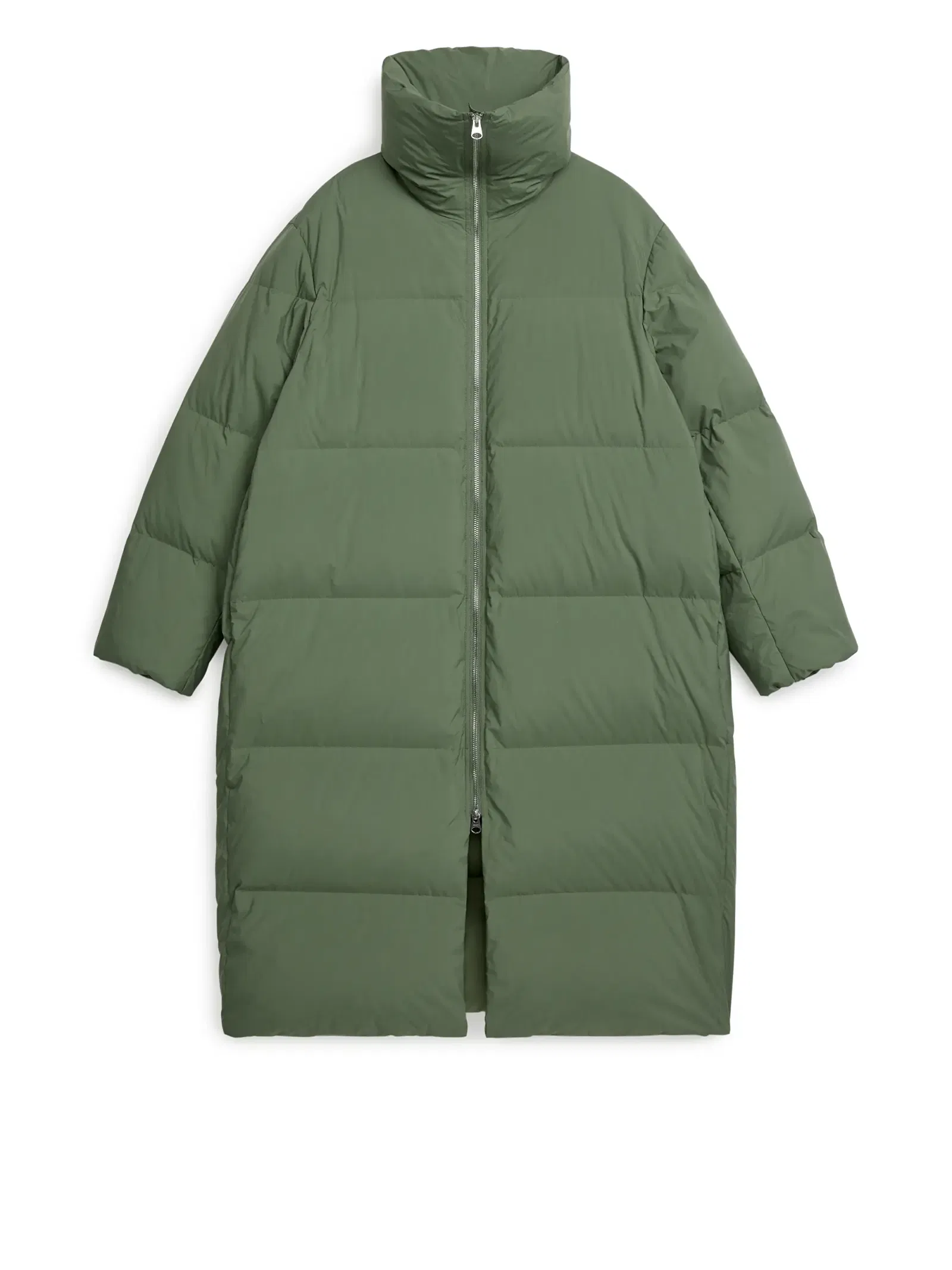ARKET Oversized Down Coat in Khaki Green | endource