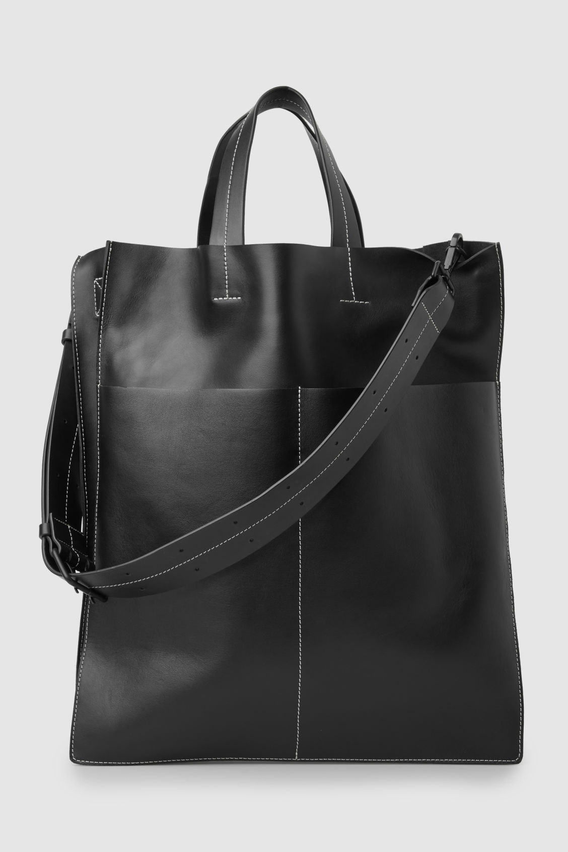 COS Leather Tote Bag in BLACK | endource