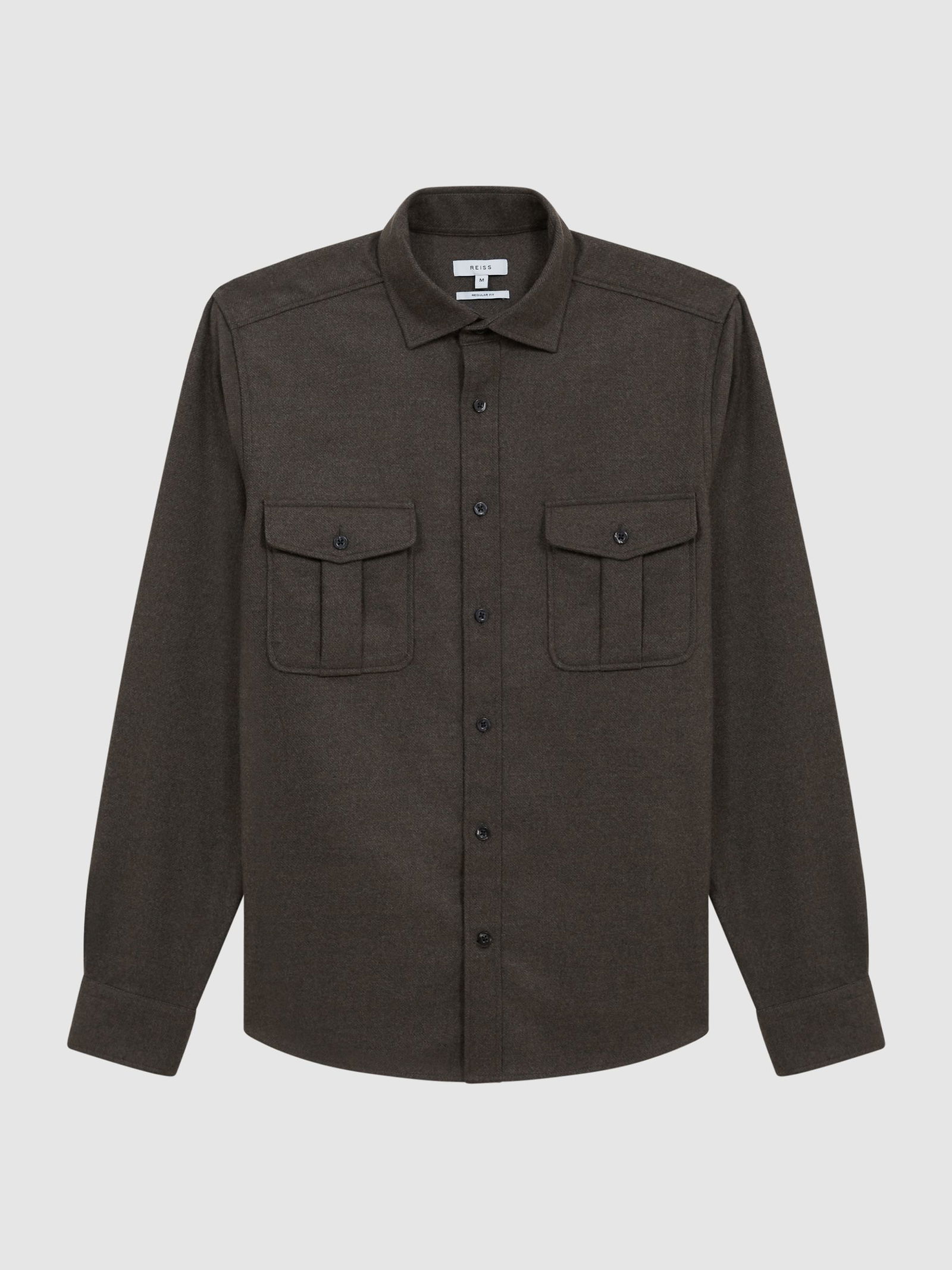 REISS Chase Brushed Twin Pocket Overshirt in Grey Melange | endource