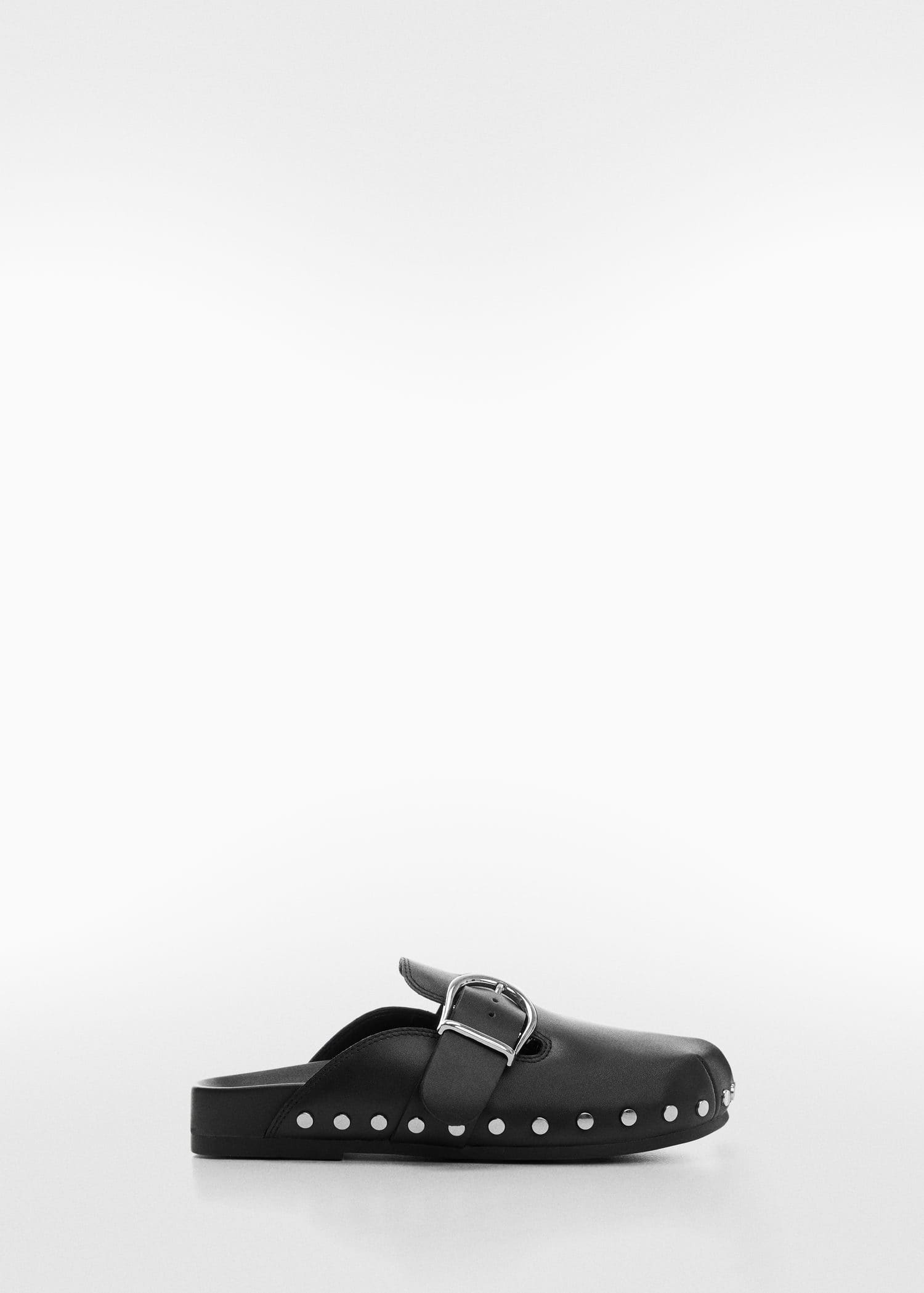 MANGO Studded Leather Clog in Black | endource