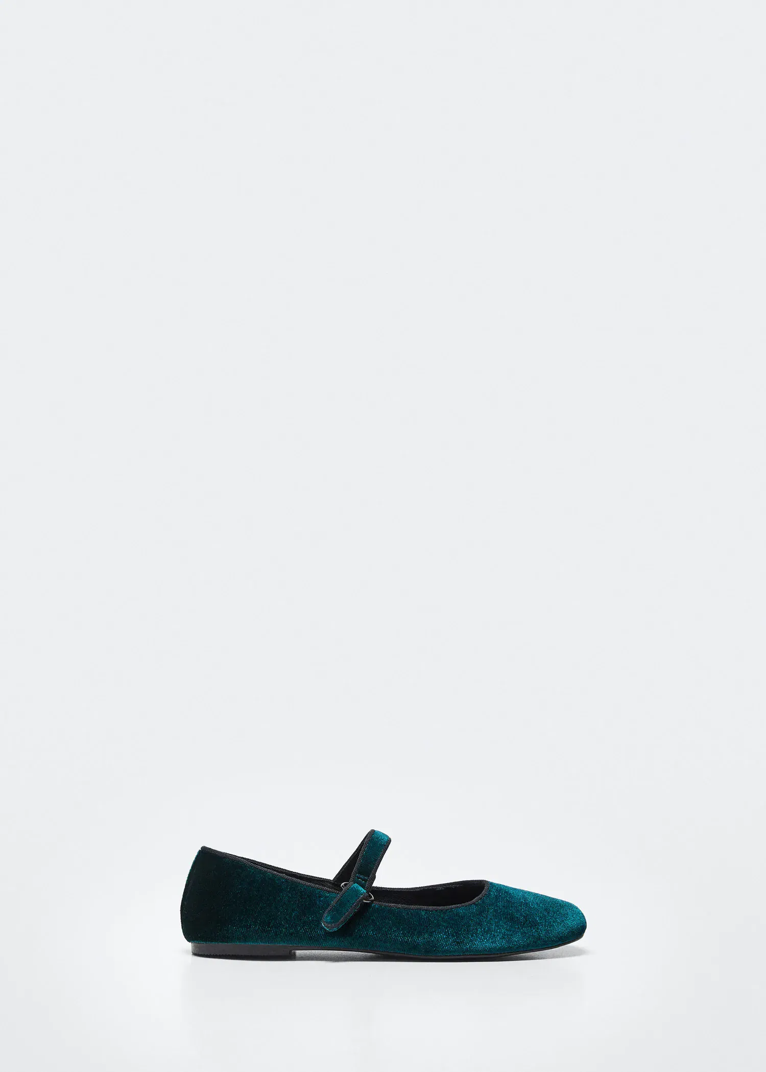 MANGO Velvet Ballerinas in Dark Green | endource