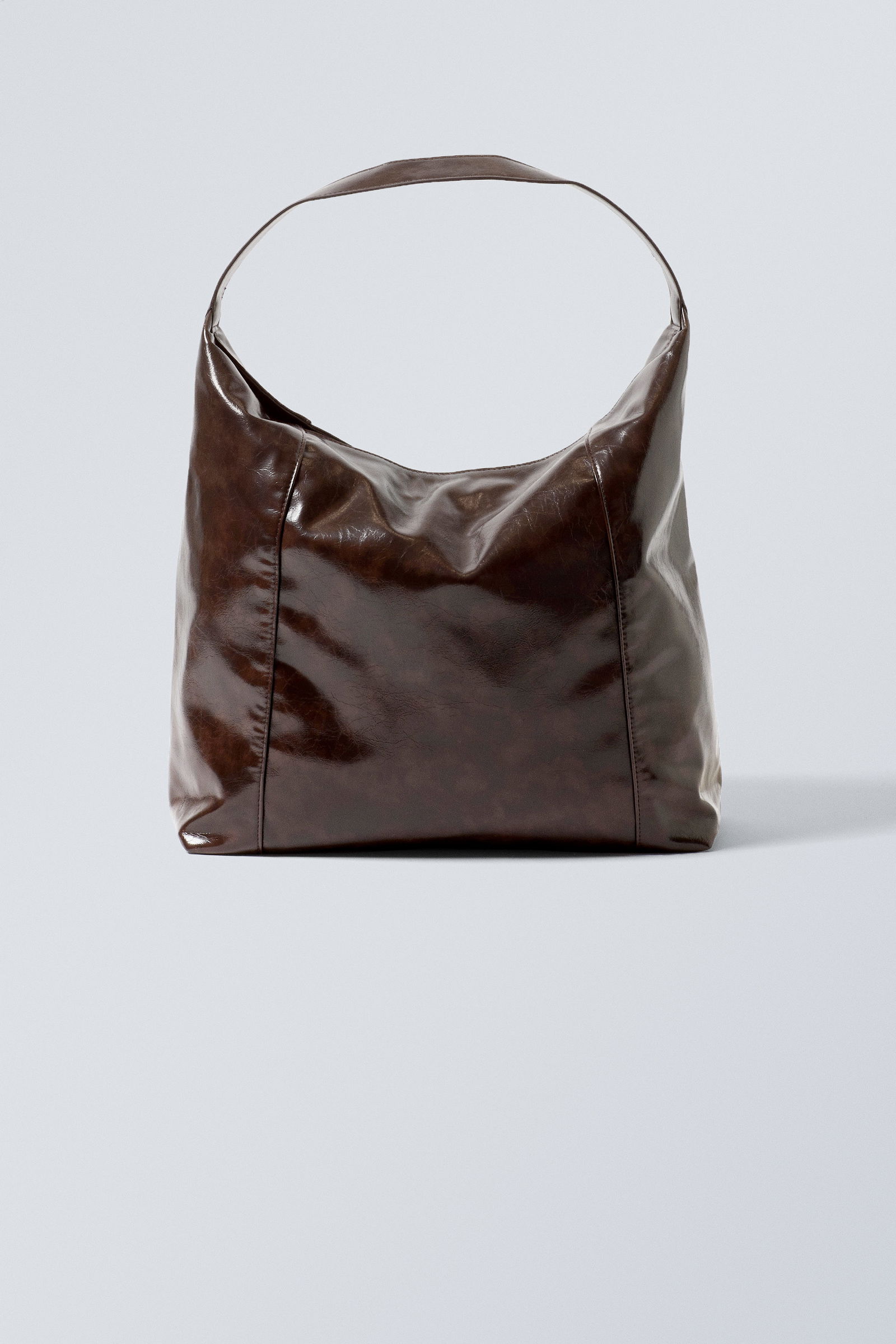 WEEKDAY Square Faux Leather Shoulder Bag in Glossy Brown | endource