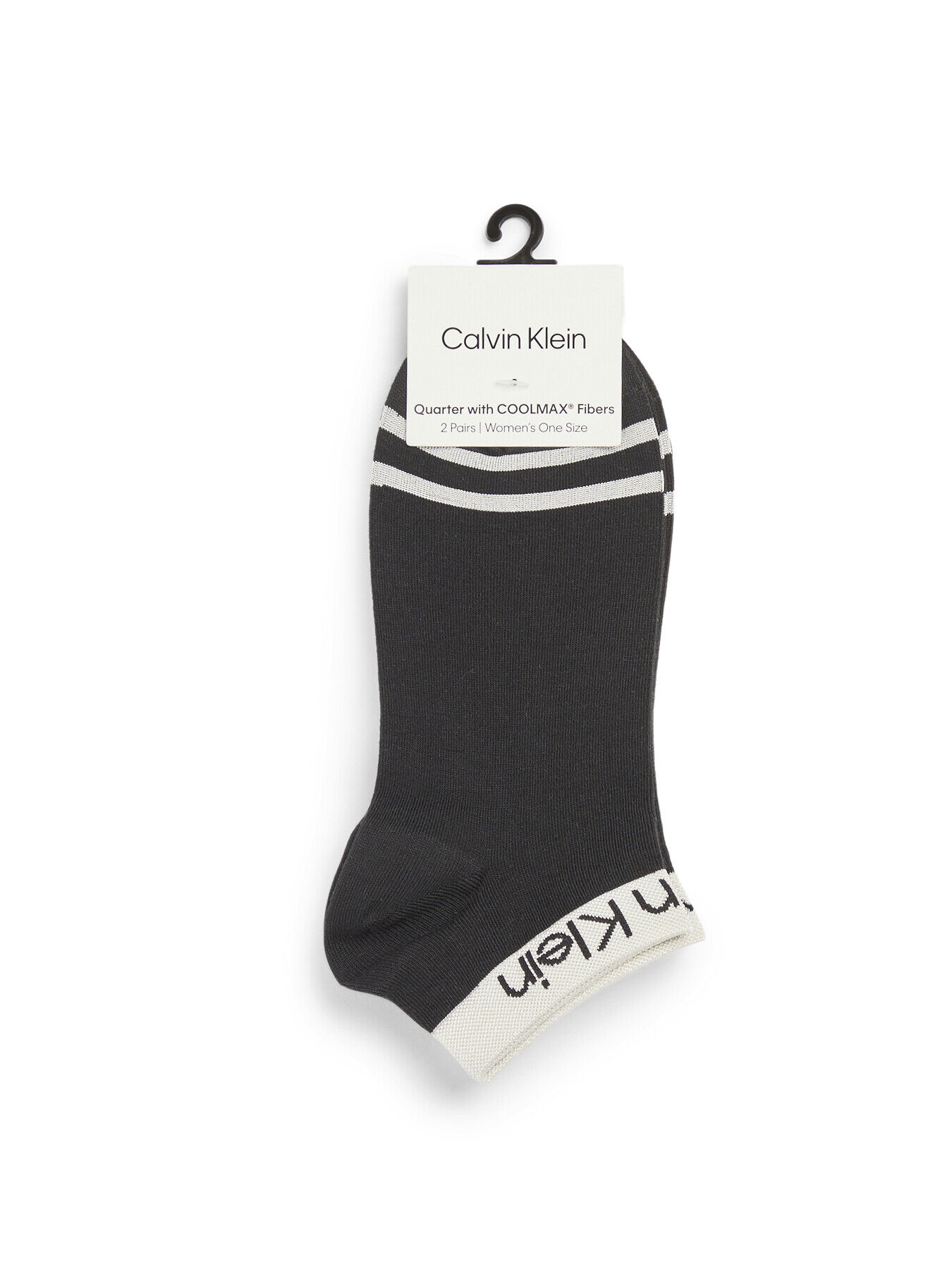 CALVIN KLEIN Quarter 2P Logo Welt Socks in White | endource