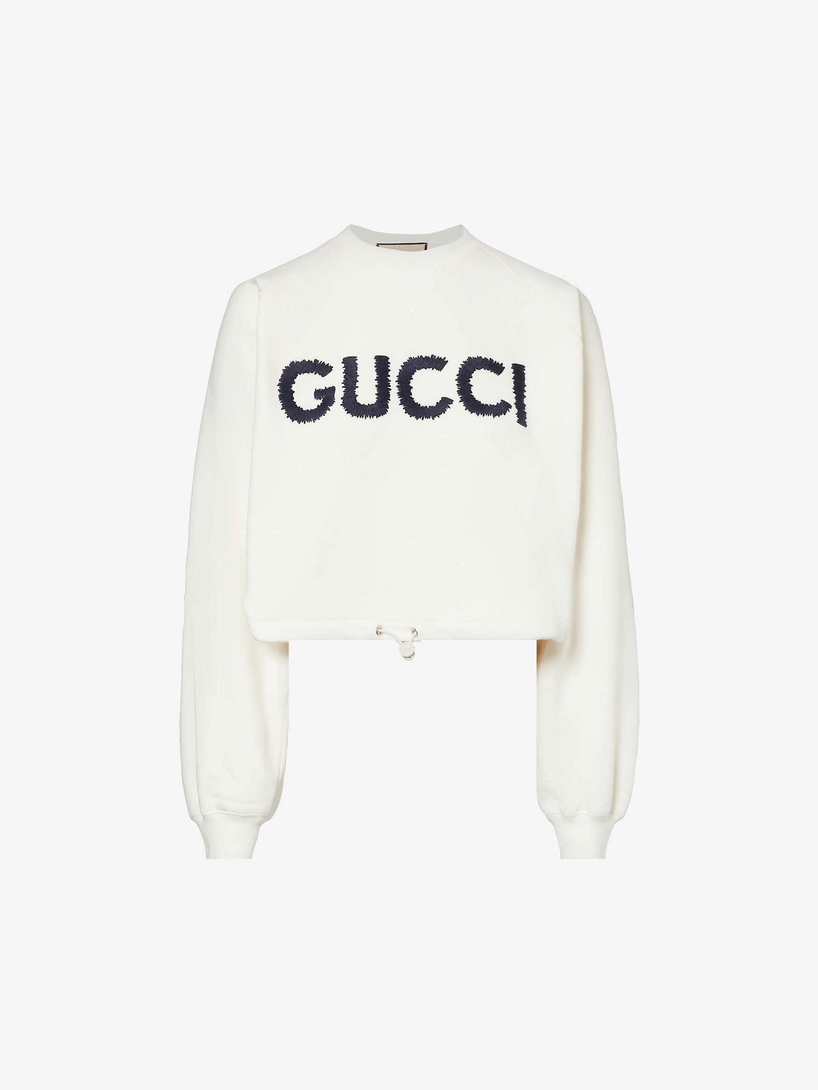 GUCCI Brand-Embroidered Drawstring-Hem Cotton-Jersey Sweatshirt in ...