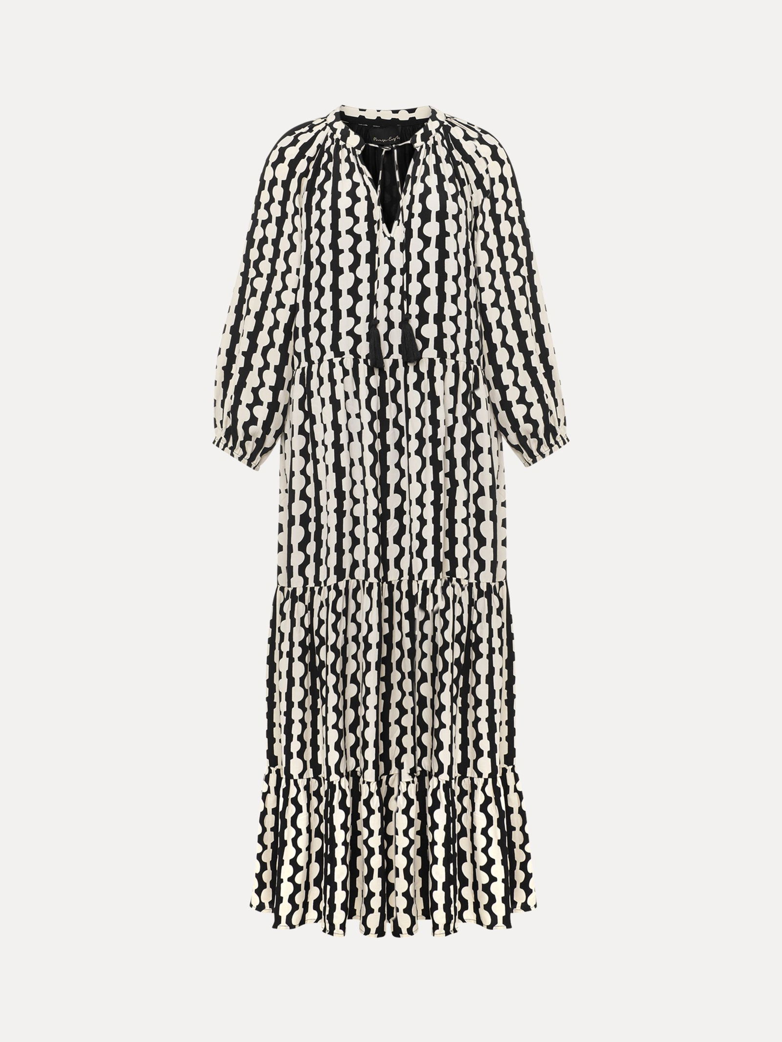 PHASE EIGHT Lara Abstract Print Midaxi Tiered Dress in Black/Ivory ...