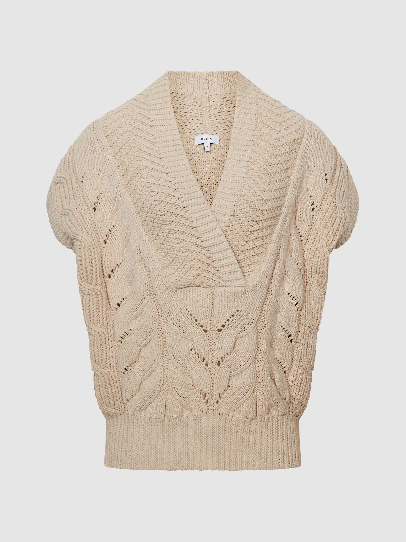 REISS Clodah Sleeveless Cable Knit Cami in Neutral | endource