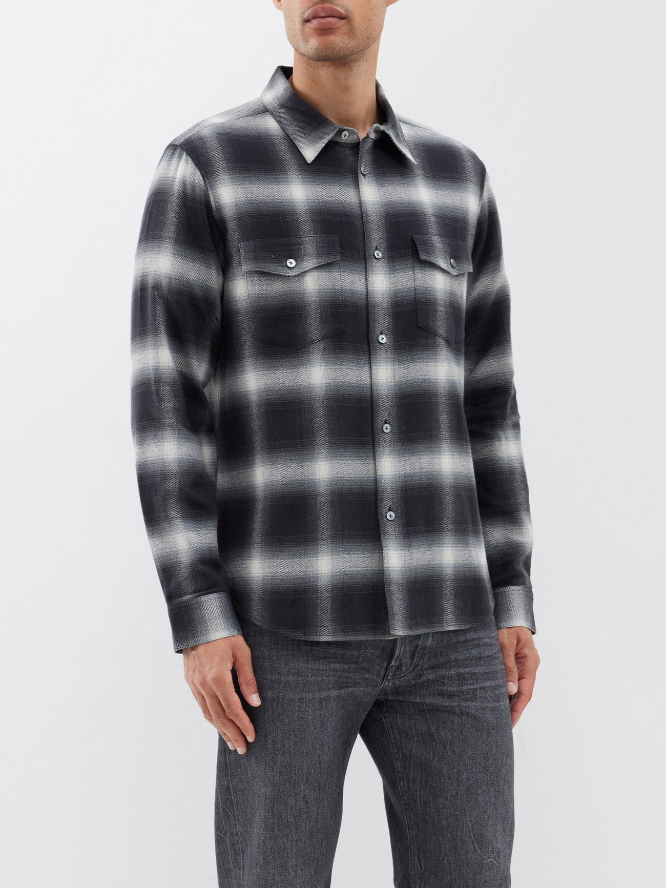 FRAME Plaid Cotton-Flannel Shirt | endource
