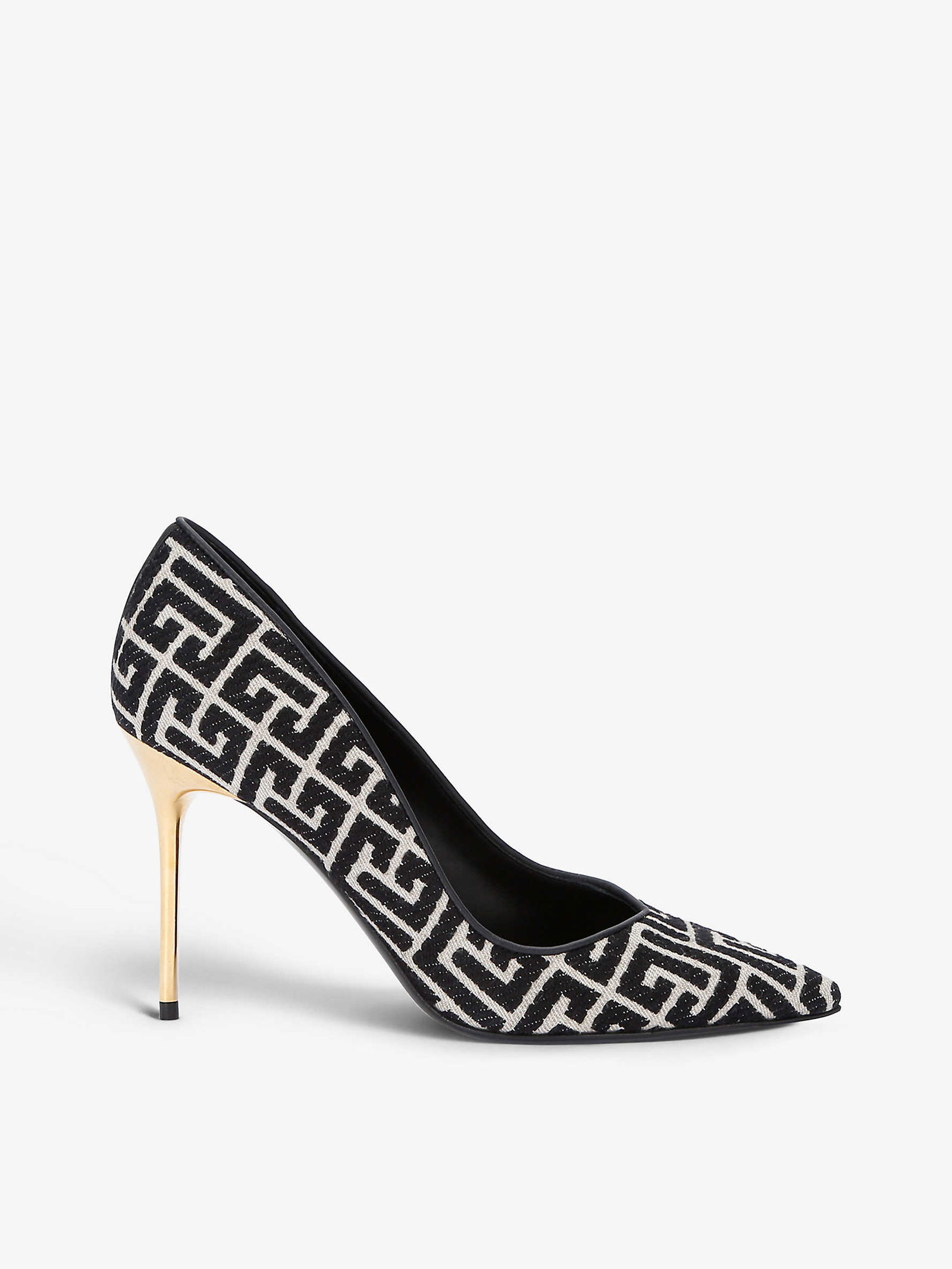 BALMAIN Ruby Monogram-Pattern Woven Heeled Courts | endource