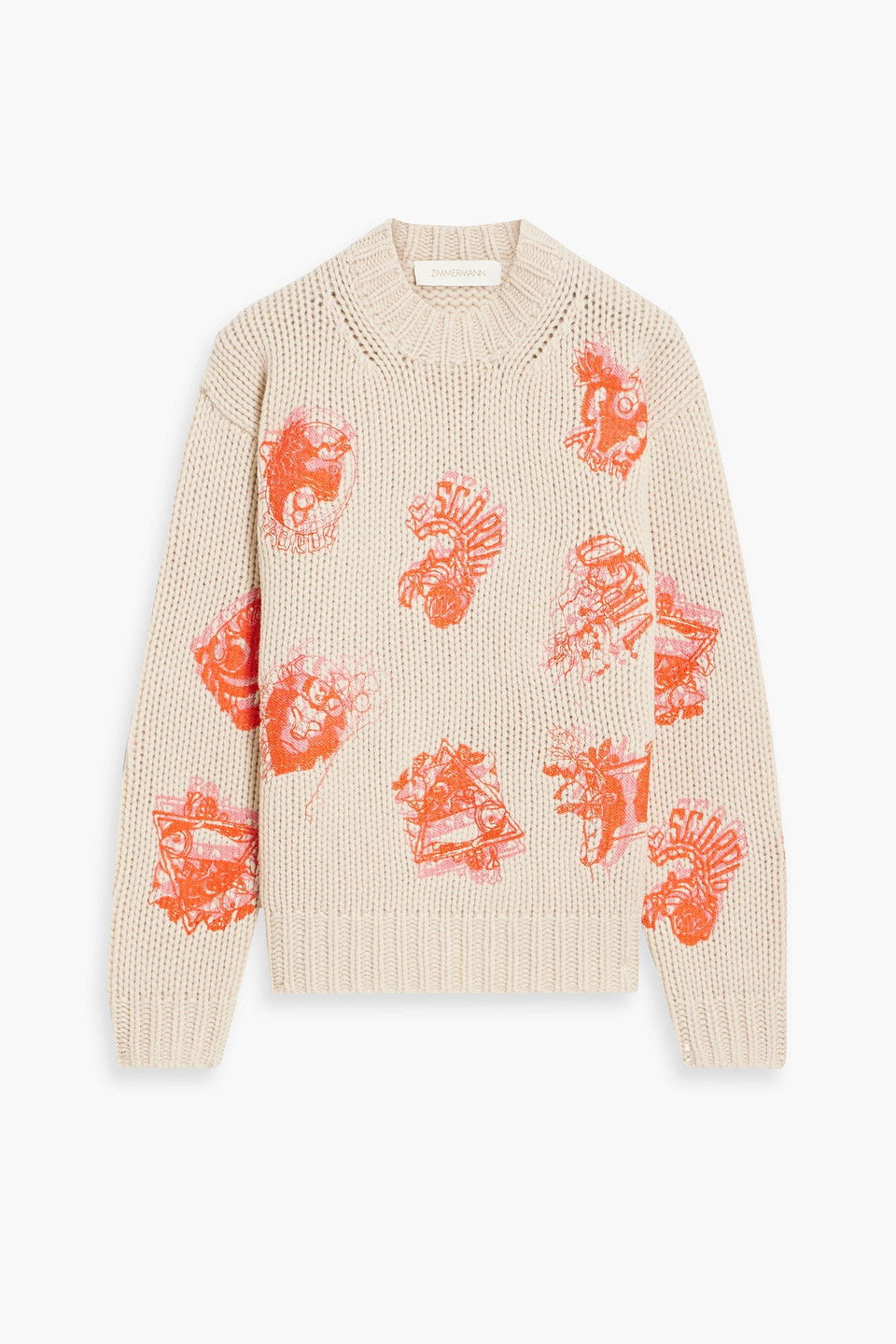ZIMMERMANN Embroidered Merino Wool Sweater in White | Endource