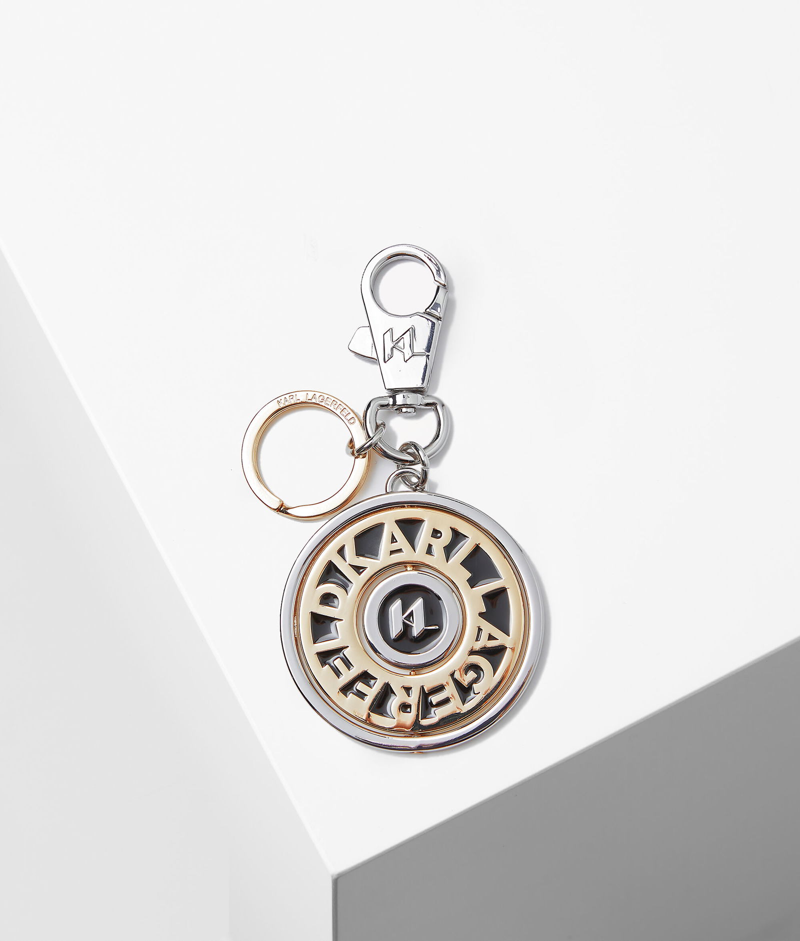 KARL LAGERFELD Logo Disc Keyring in Gold | endource
