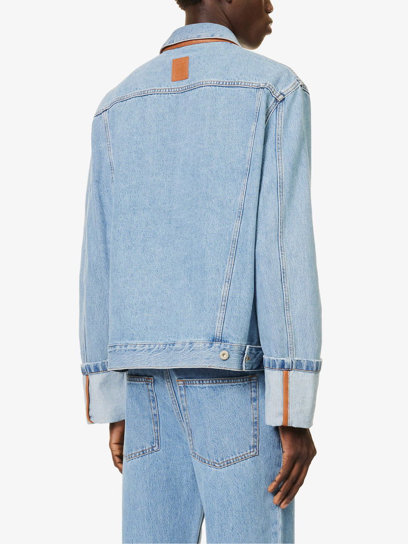 LOEWE Turn-Up Brand-Patch Denim Jacket in LIGHT DENIM | Endource