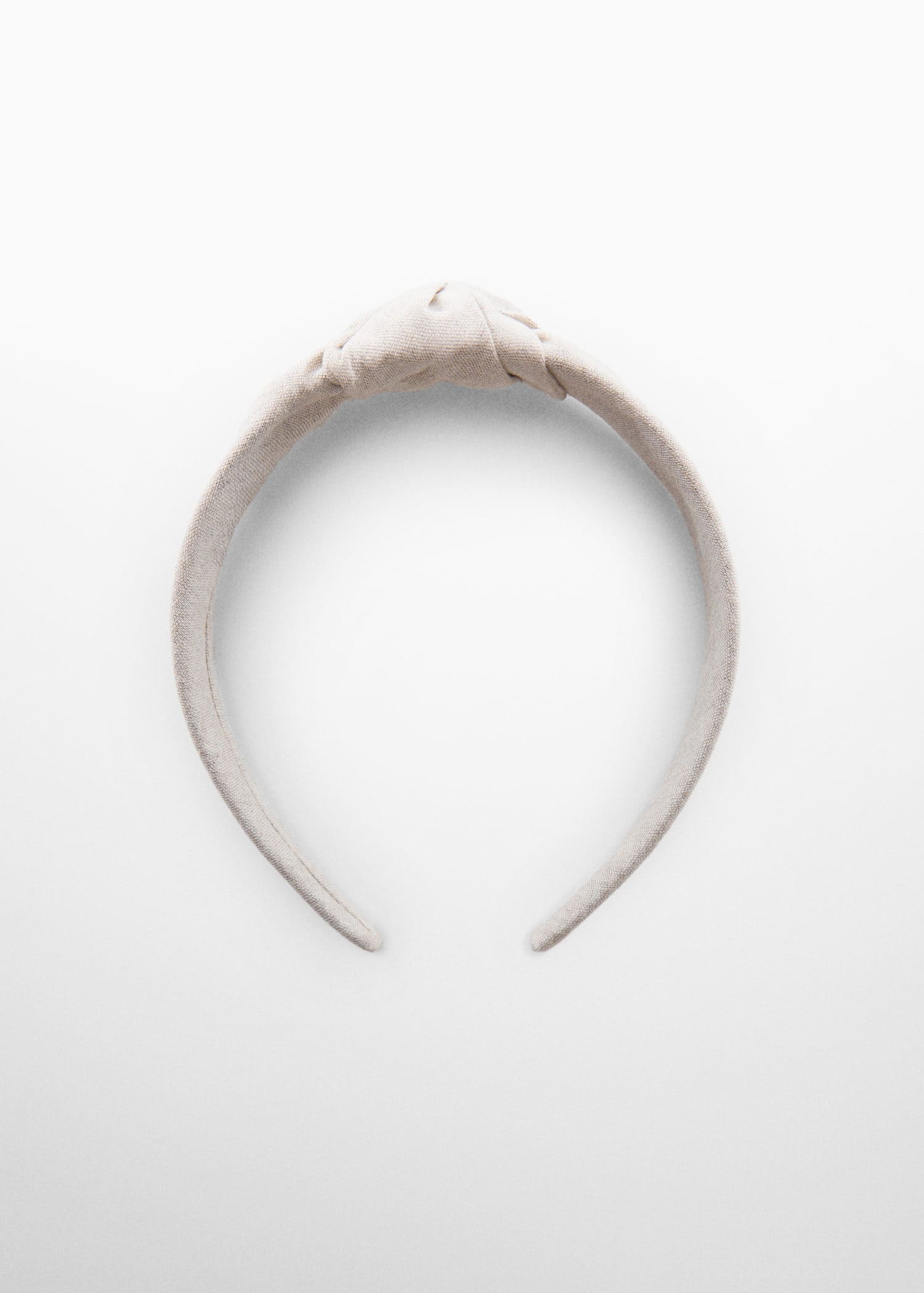 MANGO Knotted Linen Headband in Sand | Endource