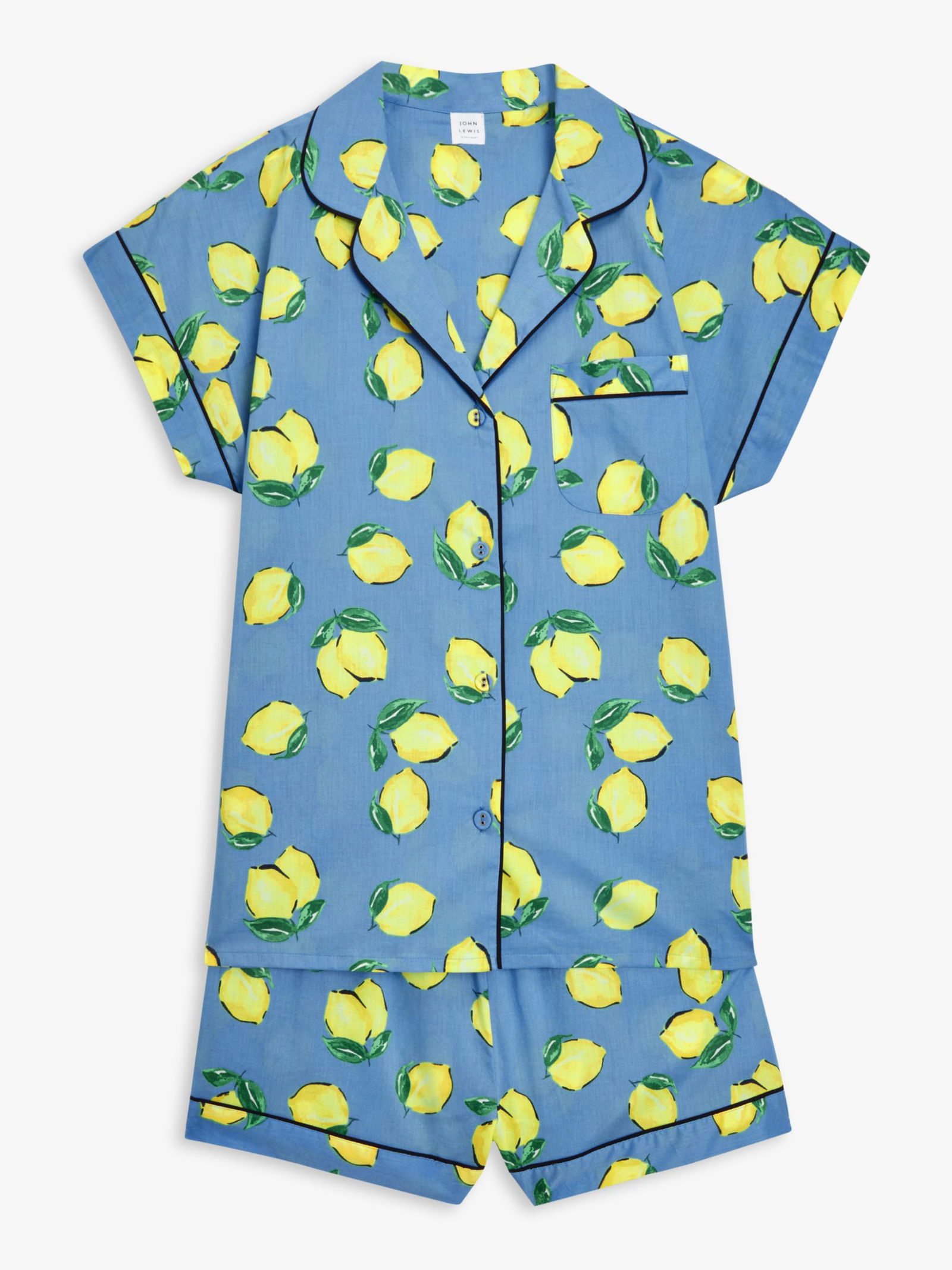 JOHN LEWIS Lemon Revere Shortie Pyjama Set in Blue | endource