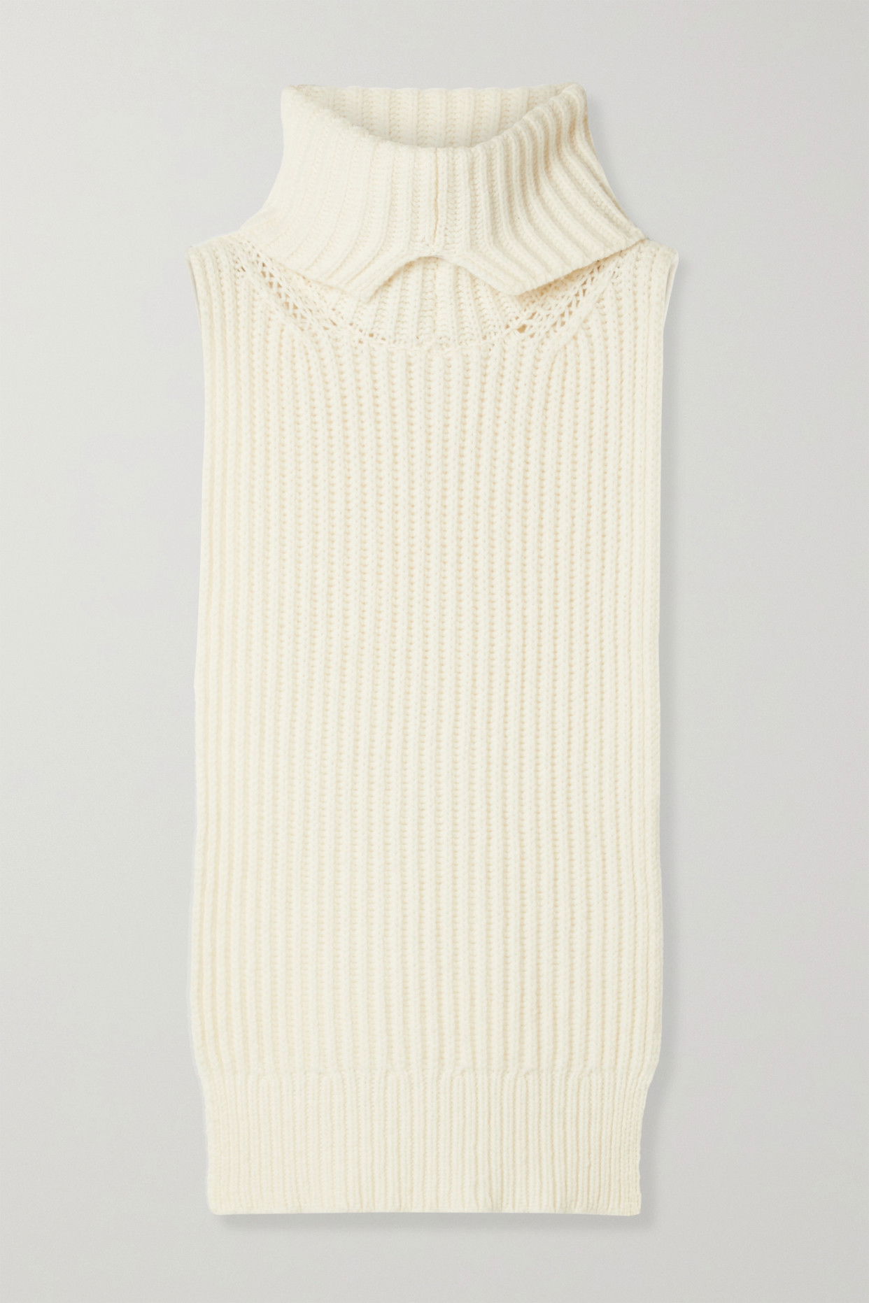 THE ROW Anneki Ribbed Cashmere Turtleneck Dickey in Ivory | endource