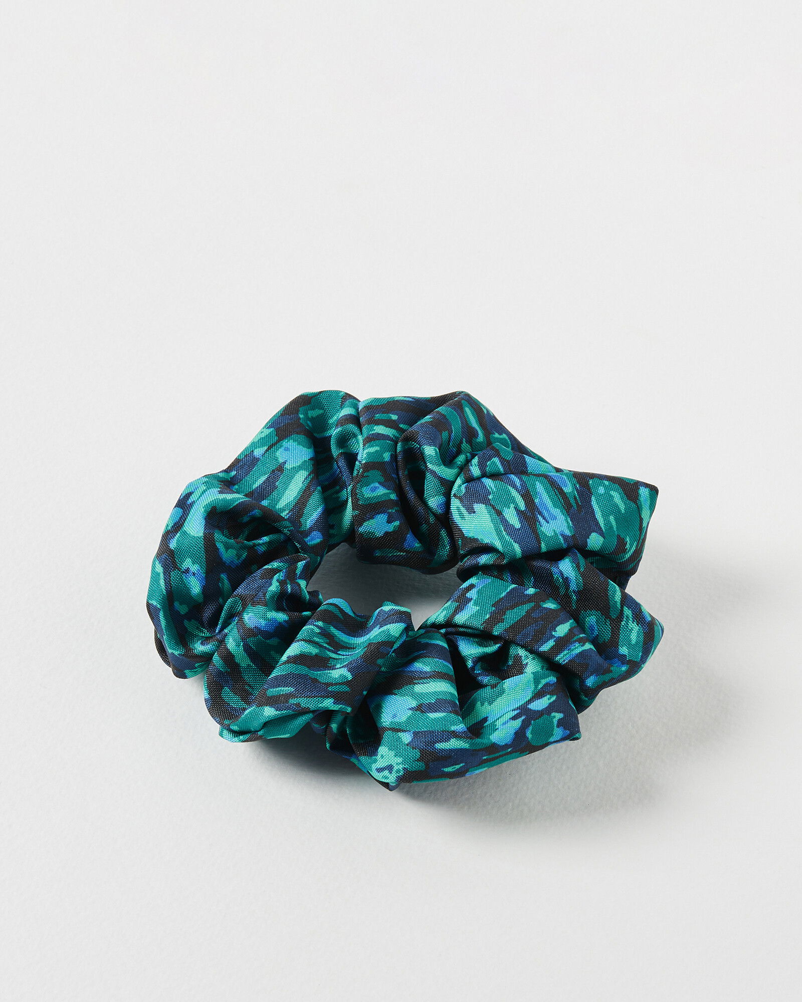 OLIVER BONAS Abstract Texture Hair Scrunchie in Blue/Green | endource