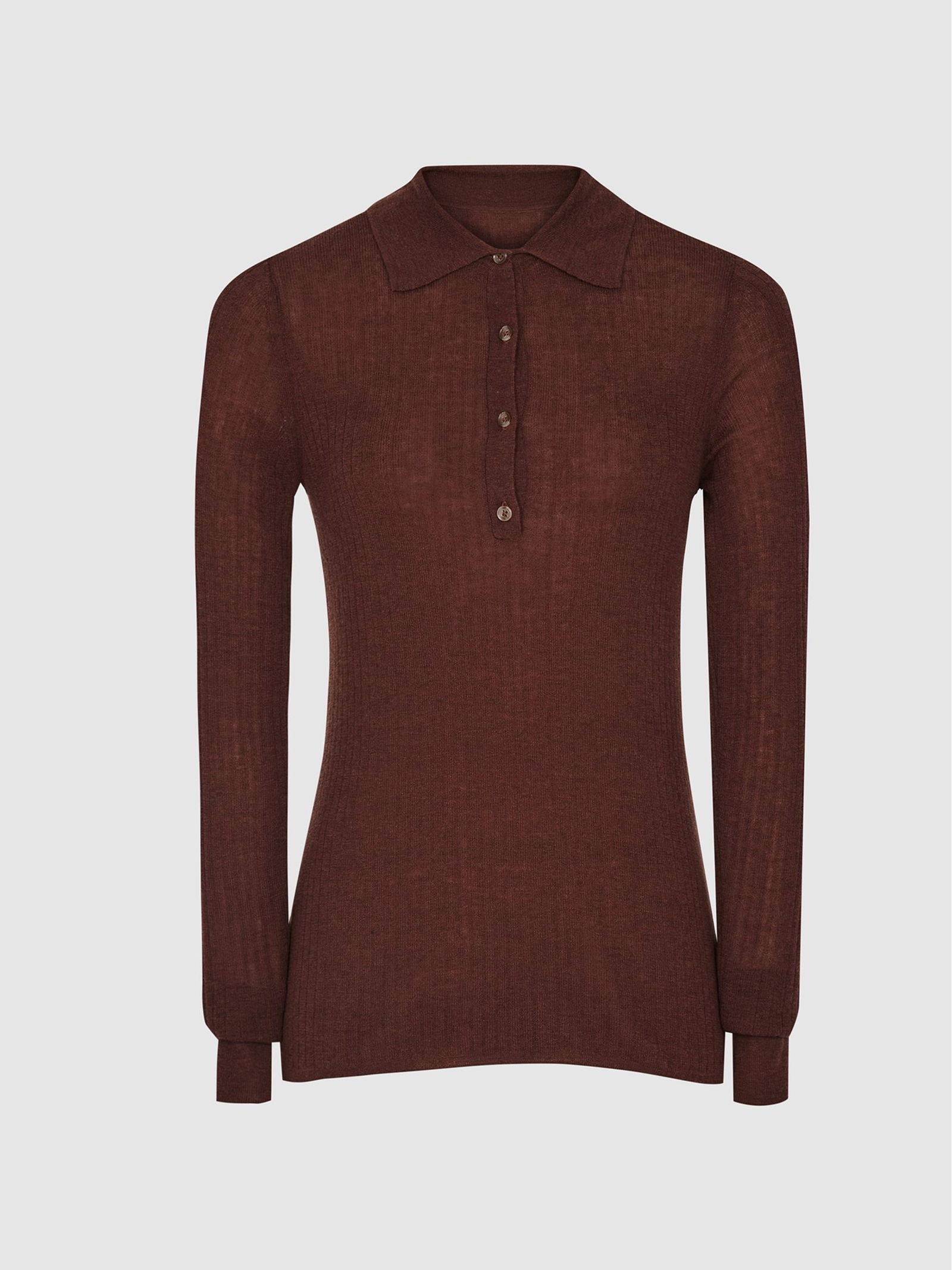 REISS Kim Polo Shirt in Grey Melange | endource