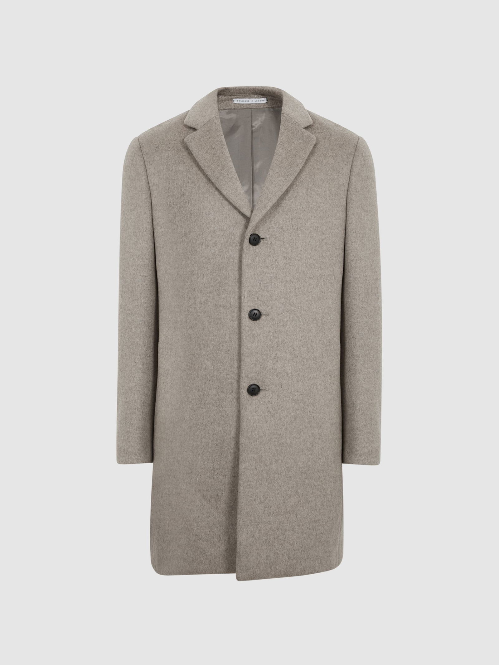REISS Gable Single Breasted Overcoat in Oatmeal | endource