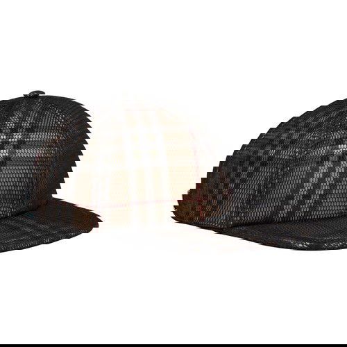 BURBERRY Check Overlaid Baseball Cap in Beige Check Black | endource