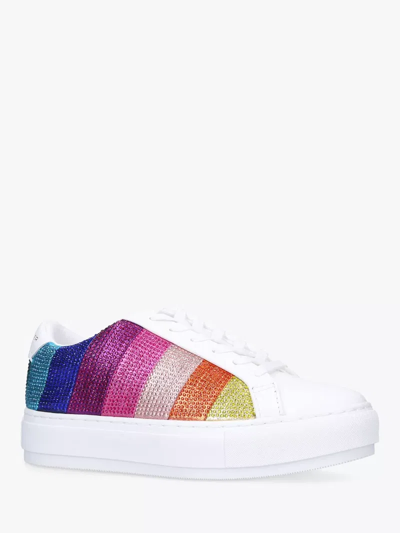 KURT GEIGER LONDON Laney Leather Crystal Embellished Trainers in Multi ...