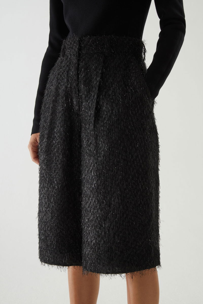 COS Tailored Feathered Shorts in black | Endource