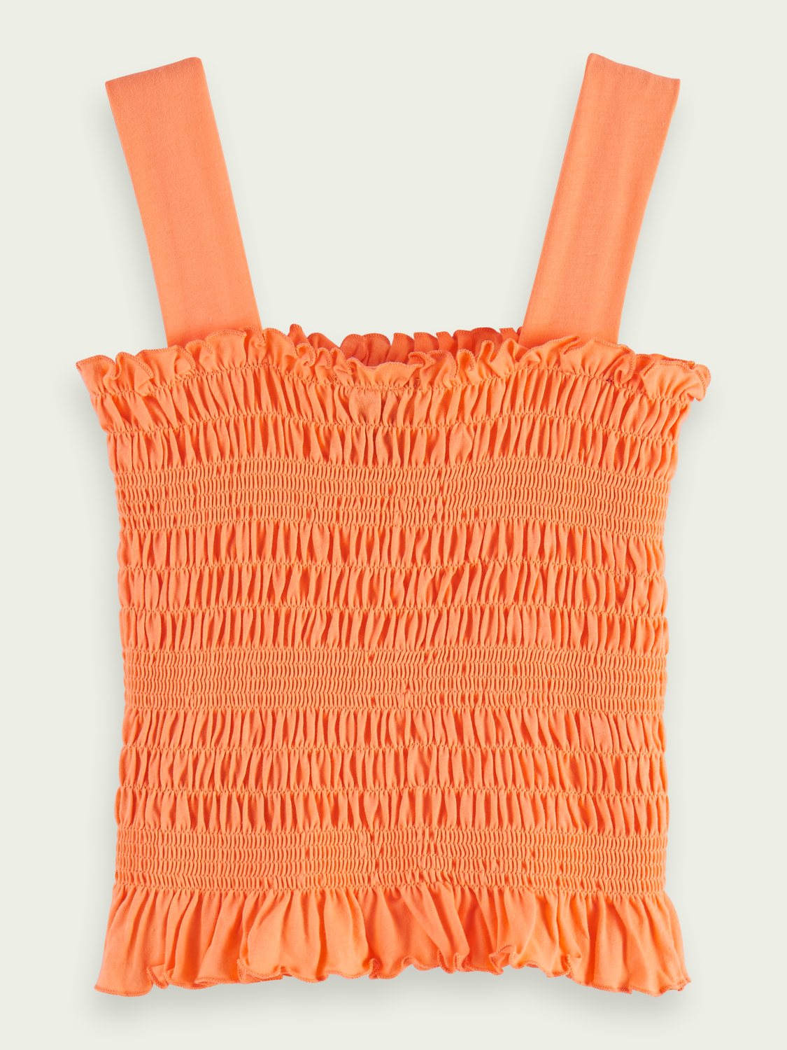 SCOTCH & SODA Ruffled Smocked Tank Top in Pearl | endource