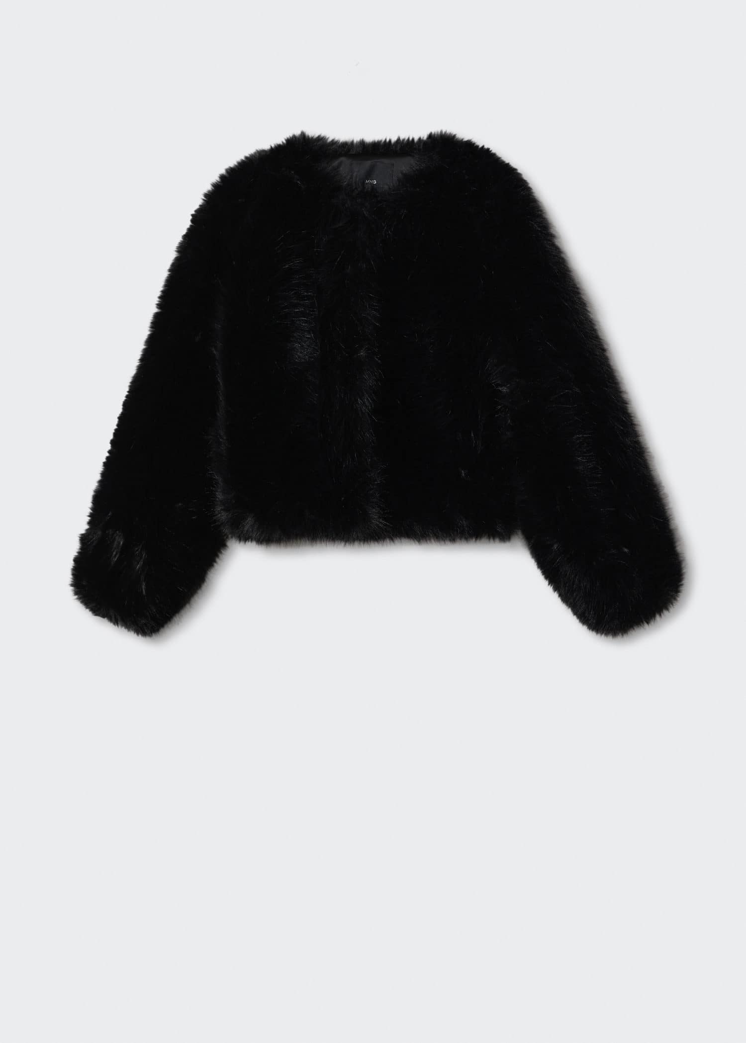 MANGO Fur Effect Jacket in Black | endource