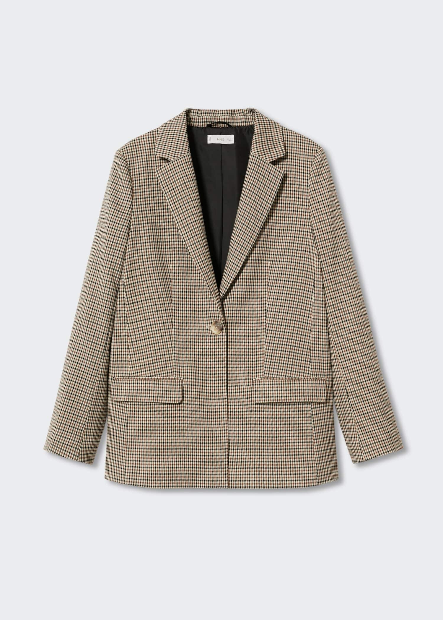 MANGO Check Suit Blazer in Brown | endource