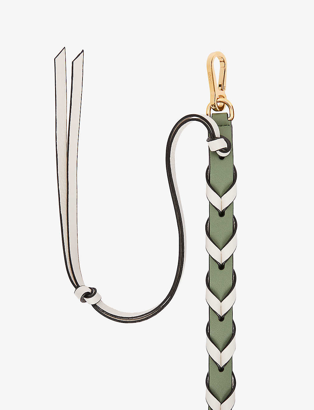 LOEWE Braided Leather Bag Strap in AVOCADO/WHITE | Endource
