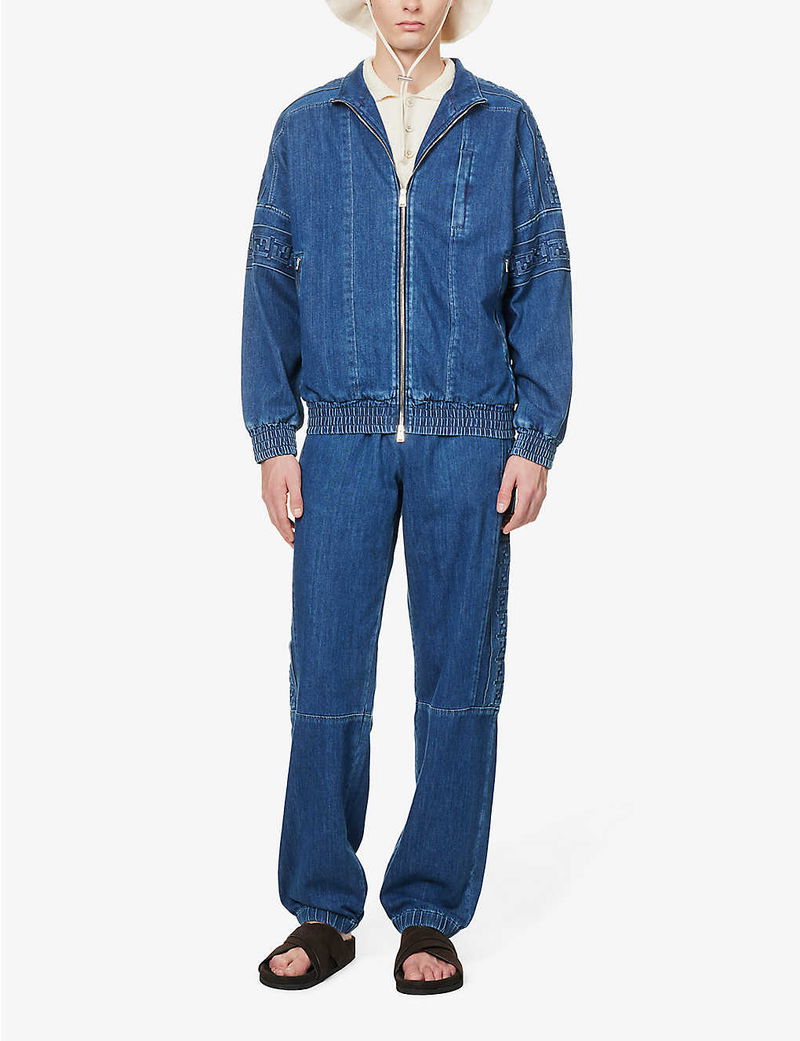 FENDI Faded-Wash Contrast-Stitch Relaxed-Fit Denim Jacket in DENIM ...