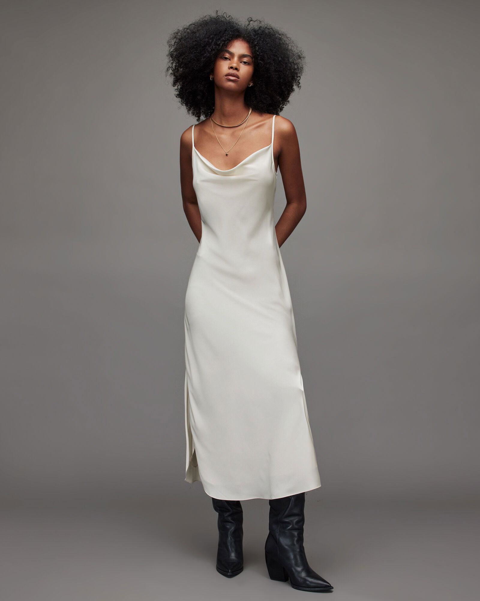 ALLSAINTS Hadley Midi Dress in Arctic White | Endource