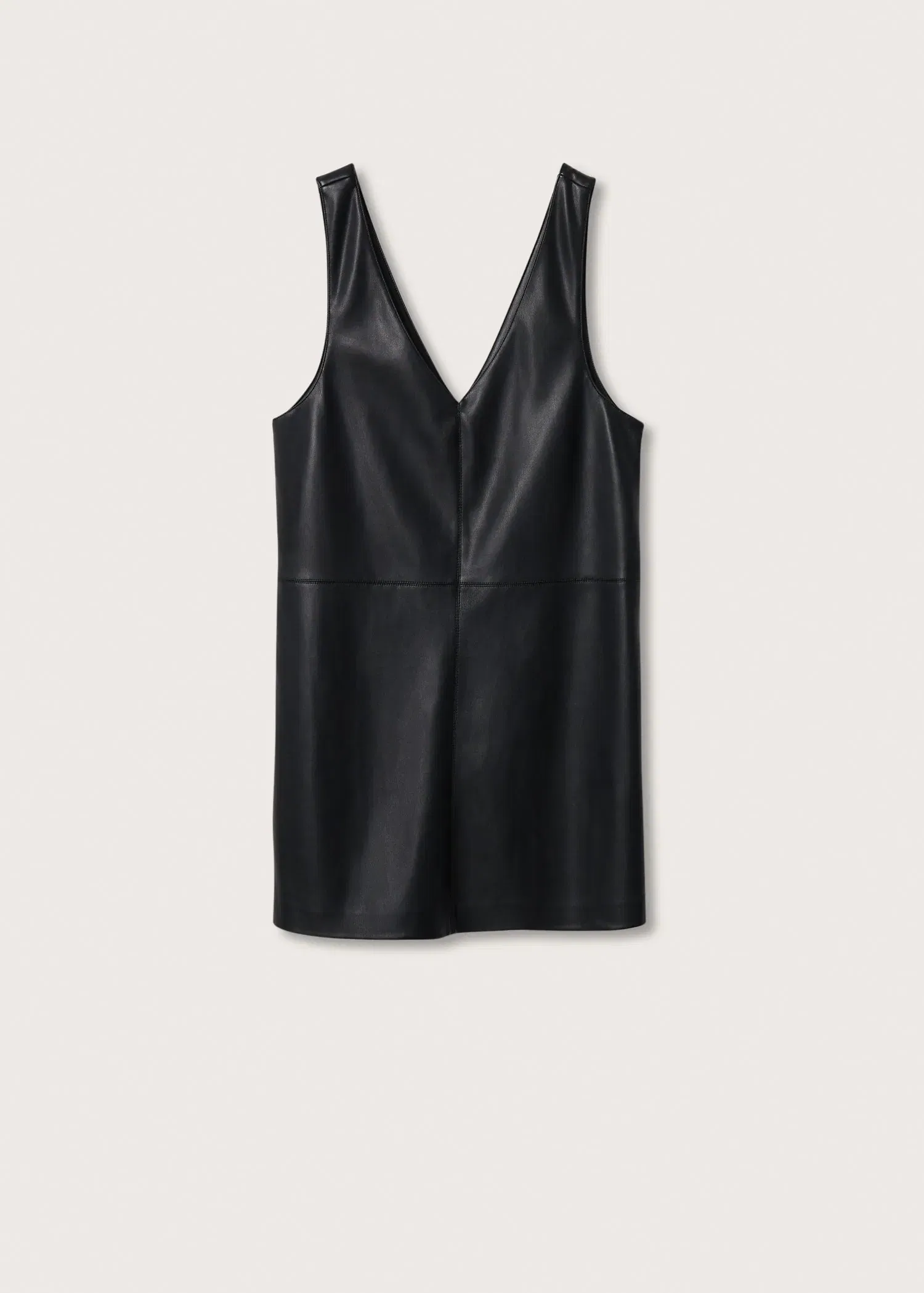 MANGO Faux-Leather Pinafore Dress in Black | endource