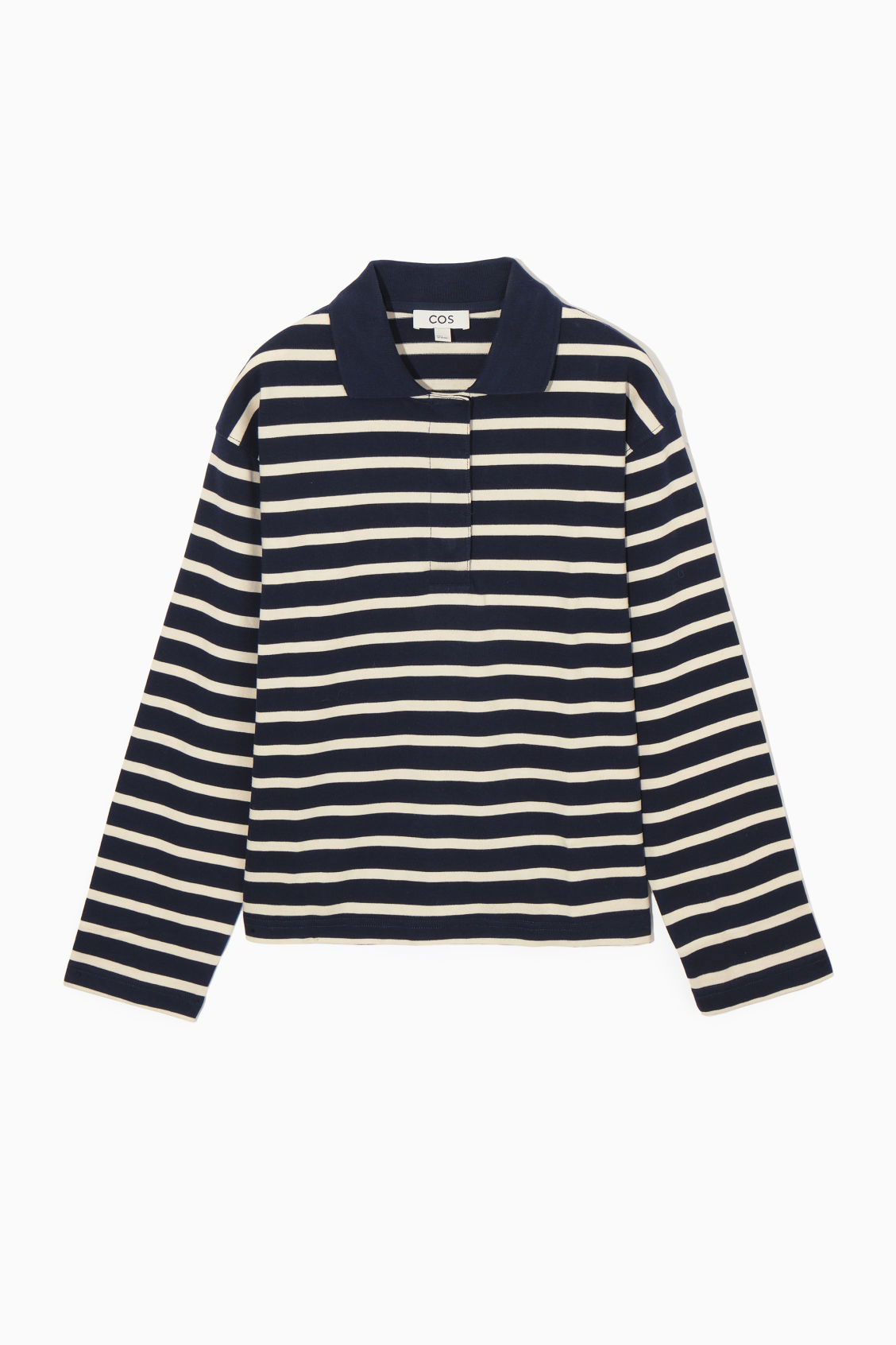COS Rugby-Style Polo Shirt in NAVY / WHITE / STRIPED | endource