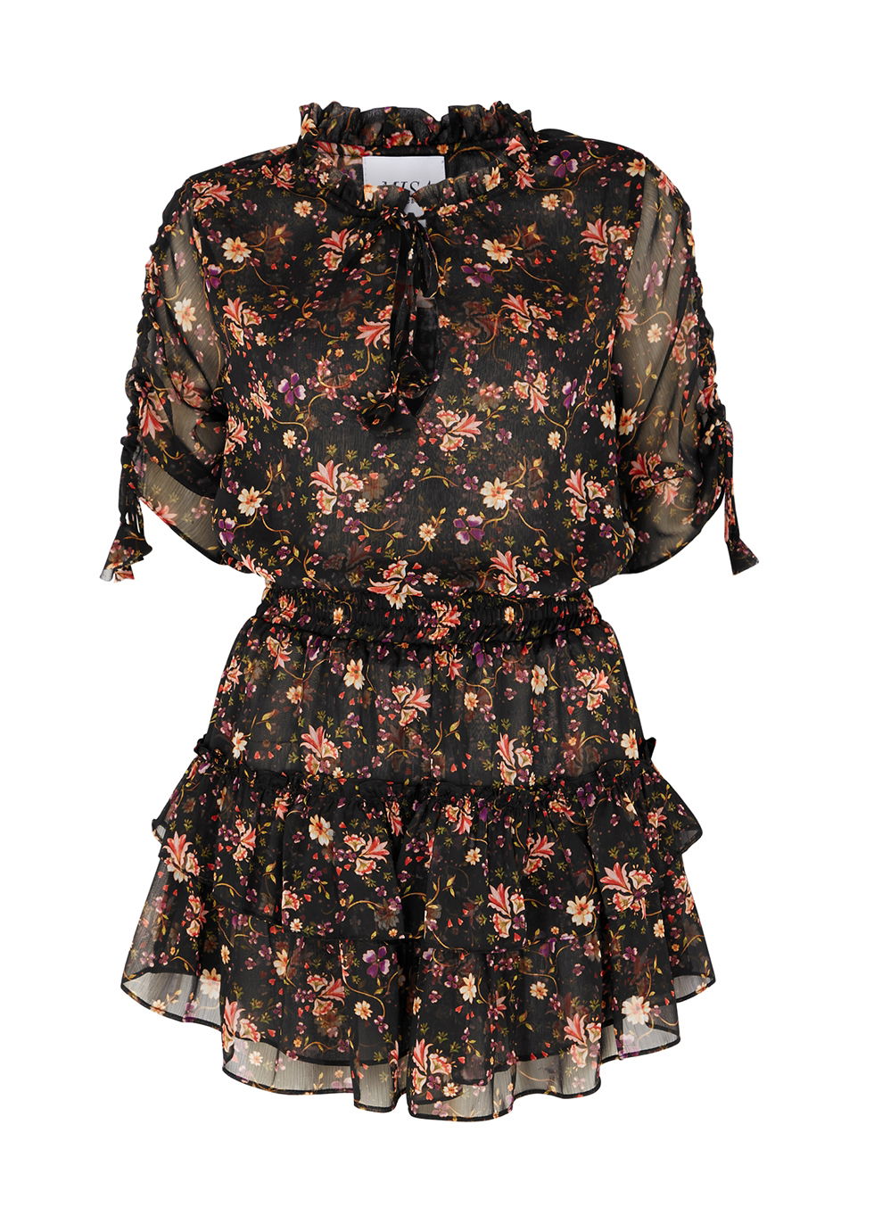 MISA Becca Floral-Print Chiffon Mini Dress | endource