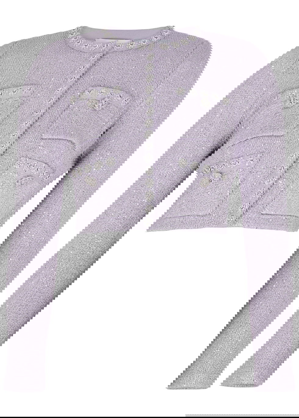 SELF-PORTRAIT Sequin-Embellished Cropped Knitted Cardigan | endource