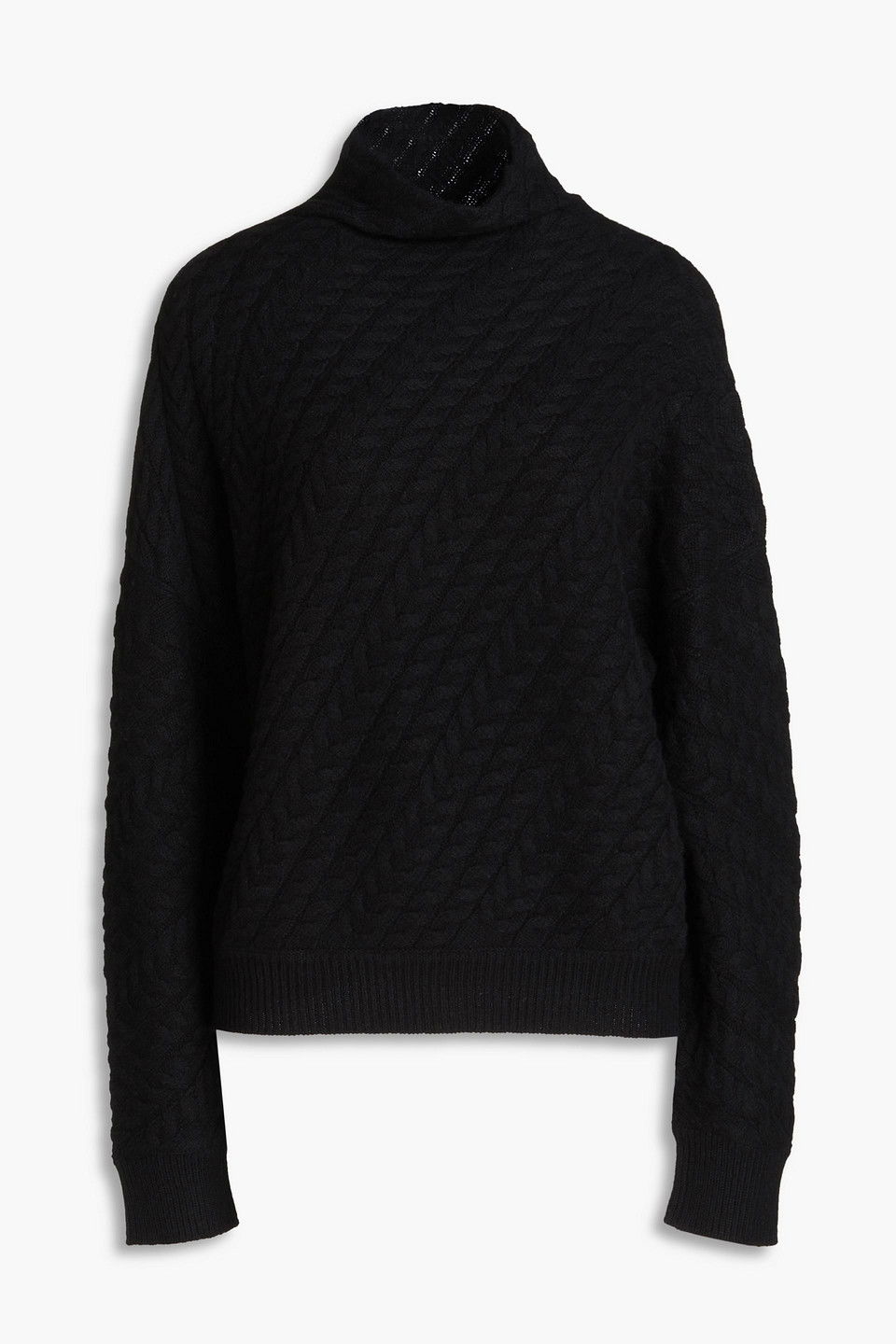 LOULOU STUDIO Cable-Knit Cashmere Turtleneck Sweater in Black | Endource