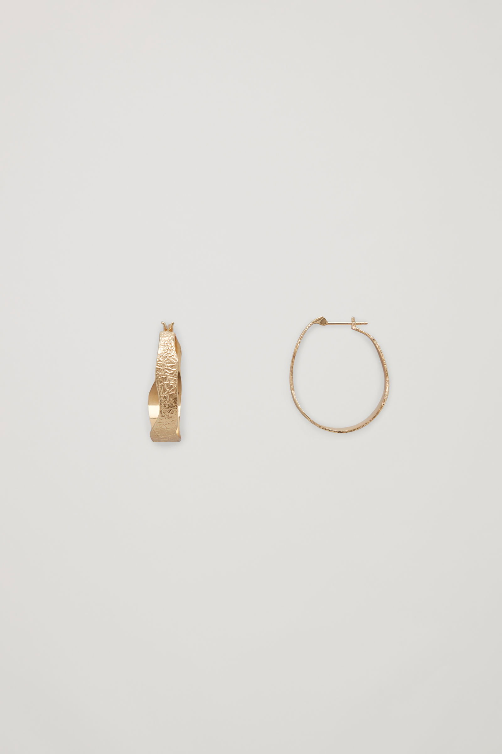 COS Gold-Plated Textured Hoop Earrings in Gold | Endource