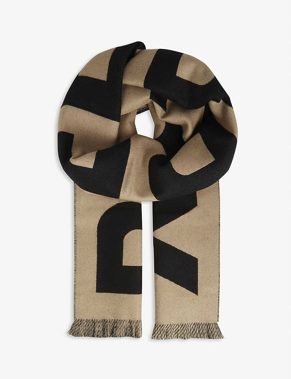 BURBERRY Logo-Pattern Wool Football Scarf | endource