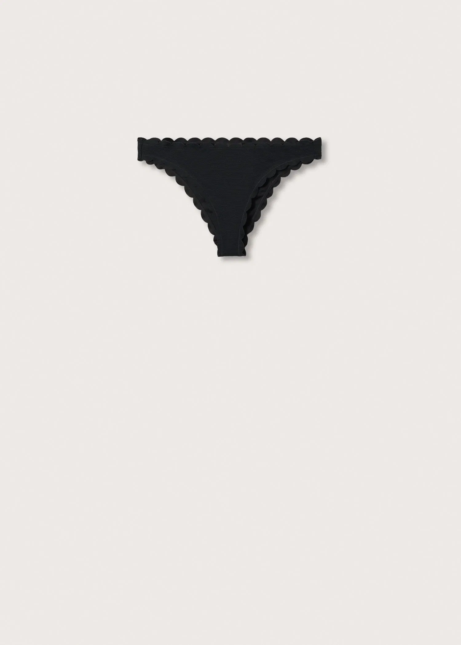 MANGO Scalloped Bikini Bottom in Black | endource