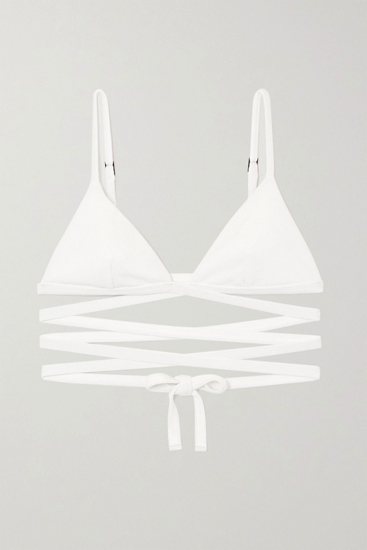 MATTEAU Tie-Detailed Crinkled Triangle Bikini Top | endource