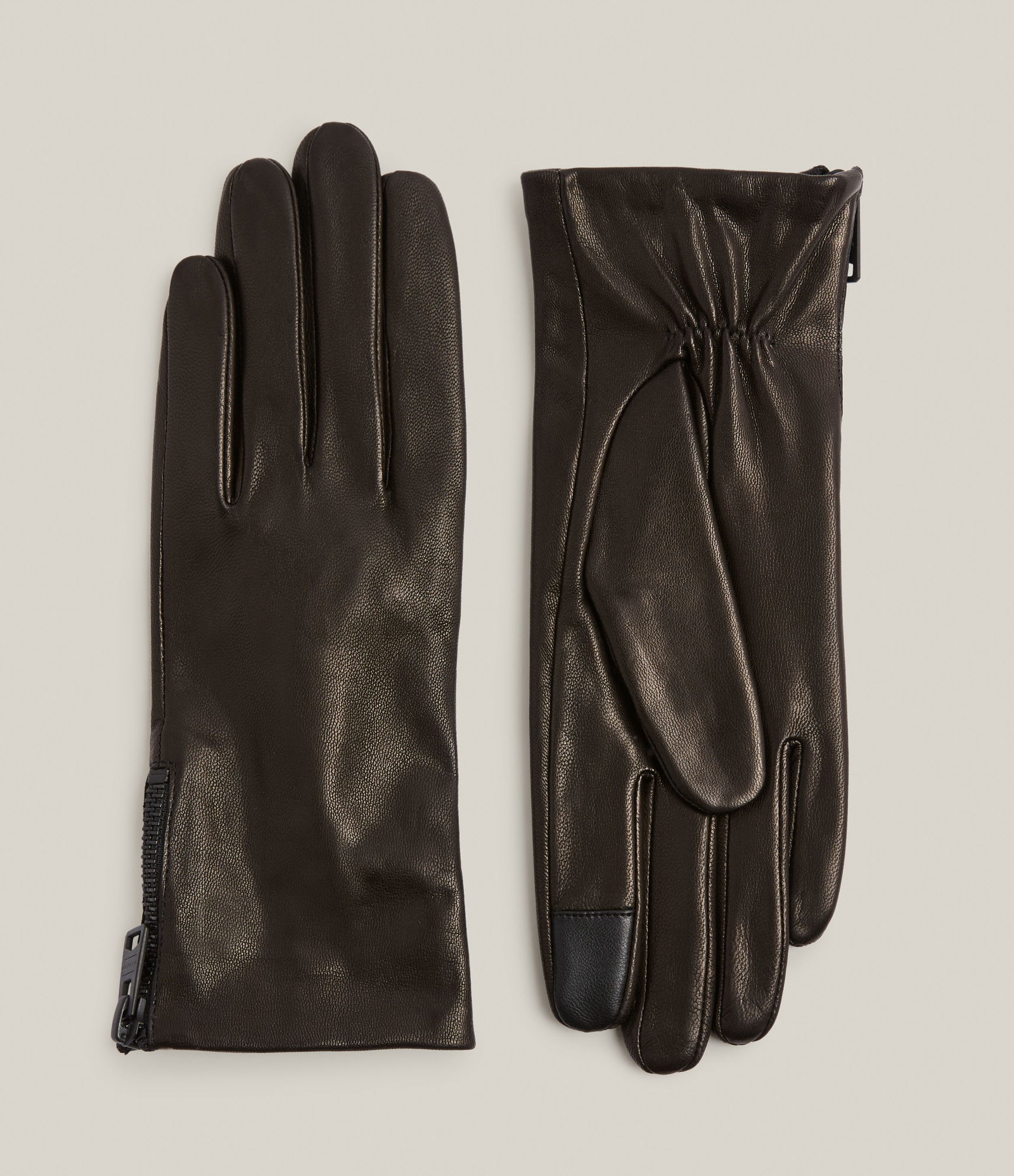 ALLSAINTS Cleo Leather Gloves in BLACK/MATTE BLACK | Endource