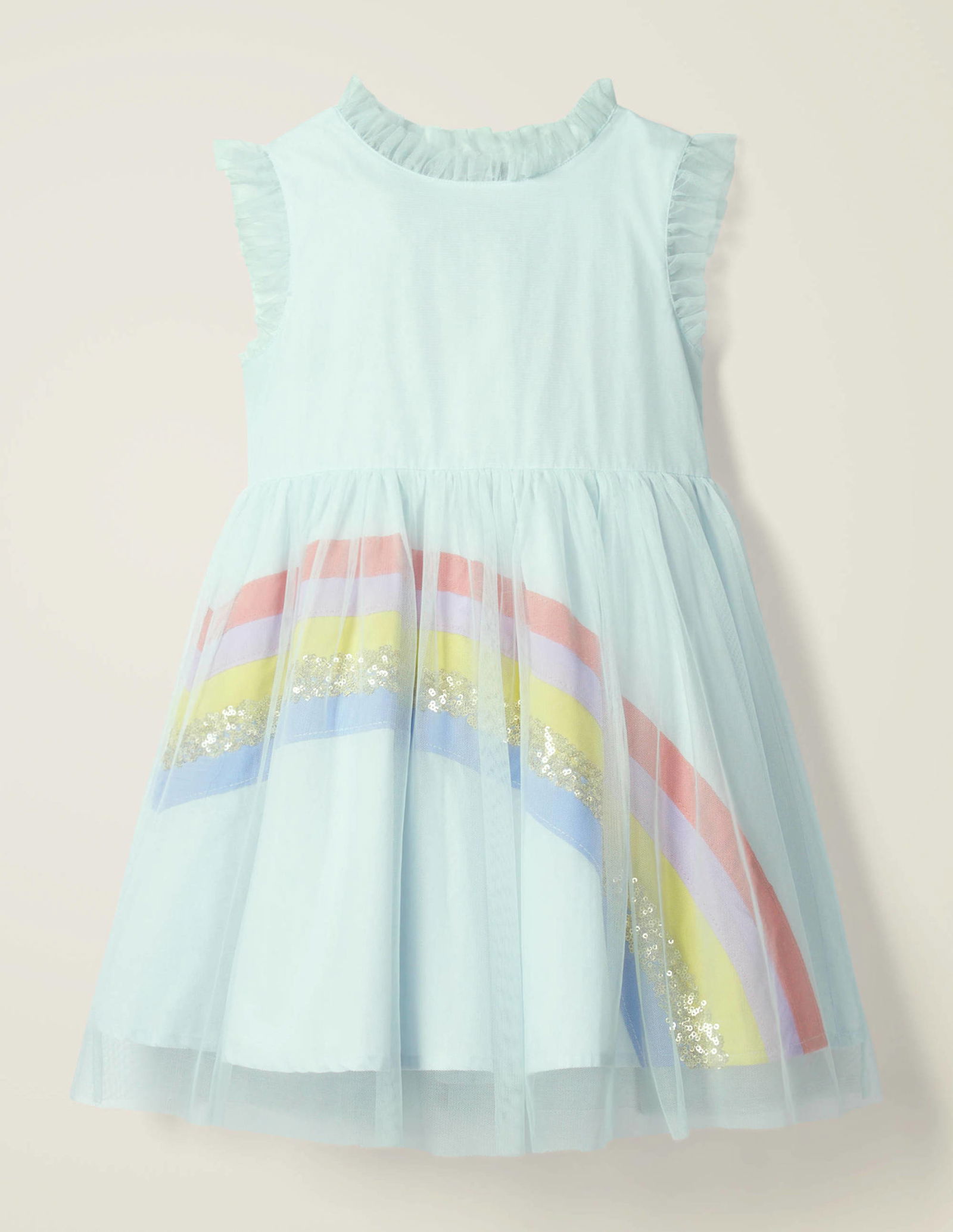BODEN Rainbow Tulle Dress in Snowy Blue | Endource